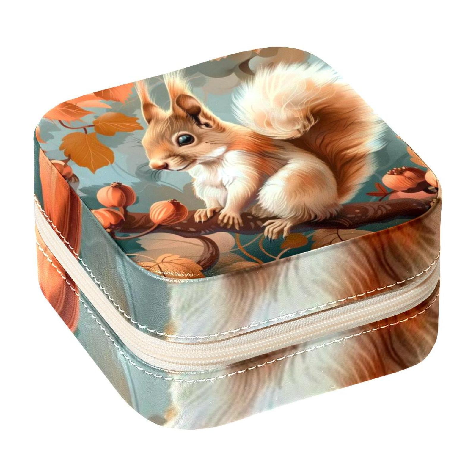 Squirrel Travel Portable Square Jewelry Box Organizer for Girls and ...