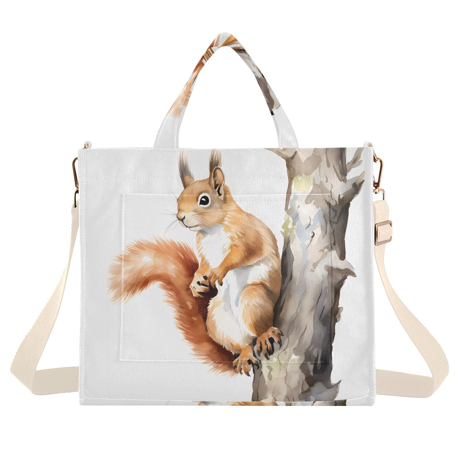 Squirrel Tree Wood Corduroy Tote Bag Handbag Large Messenger Bag ...