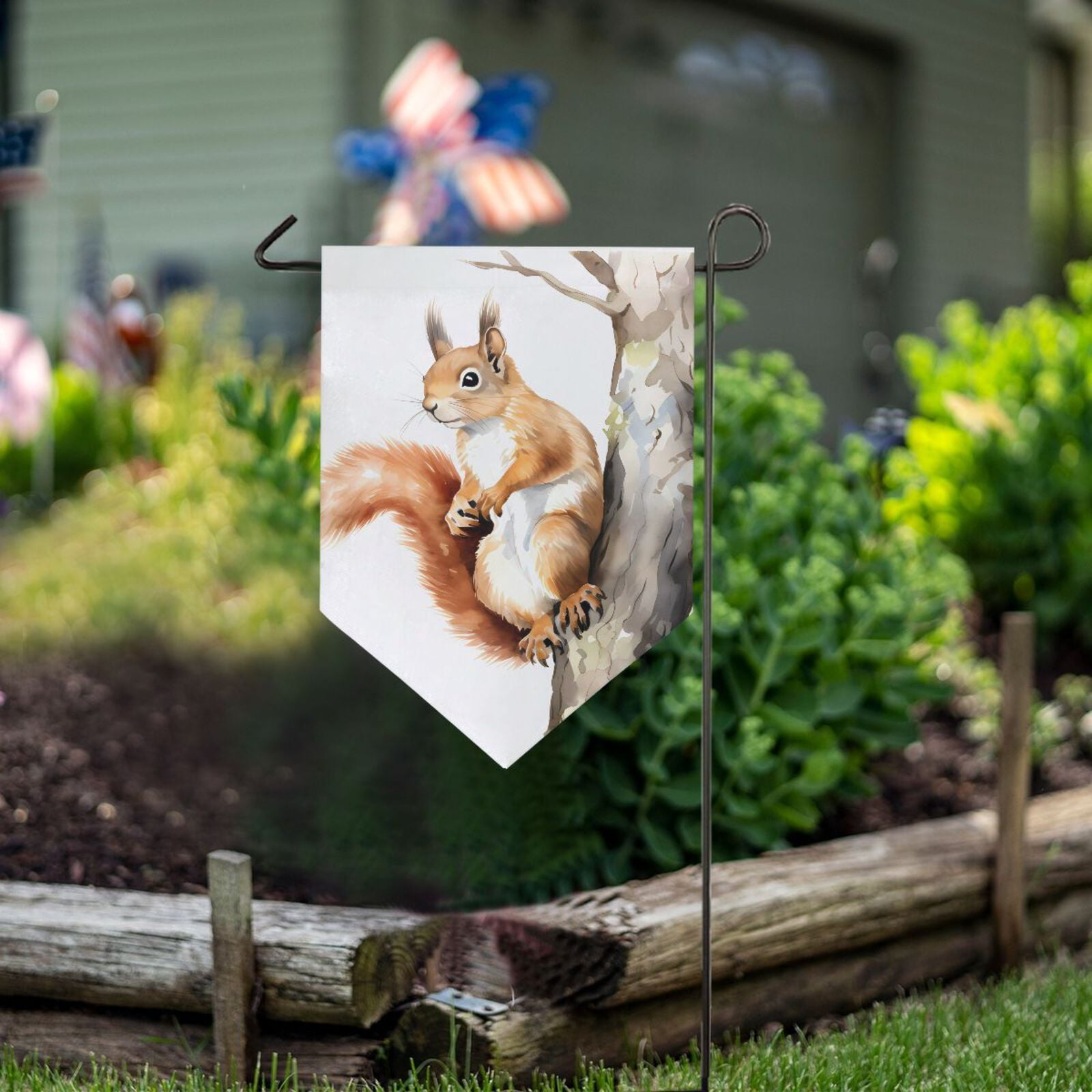 Squirrel Tree Wood Garden Flag 18" x 12.5" Double Sided Yard Lawn ...