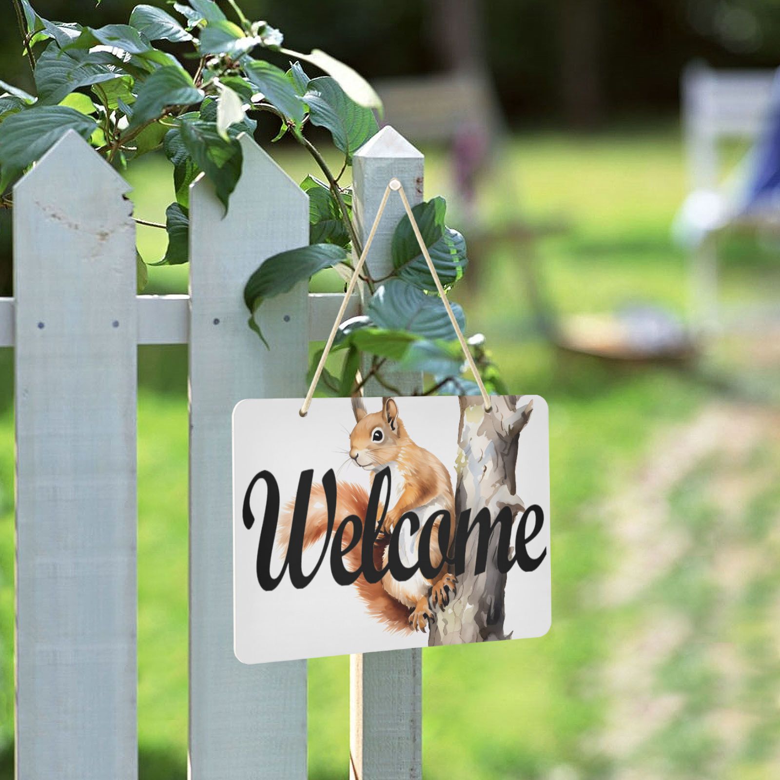 Squirrel Tree Wood Welcome Sign for Front Door Porch Wreath Door Sign ...