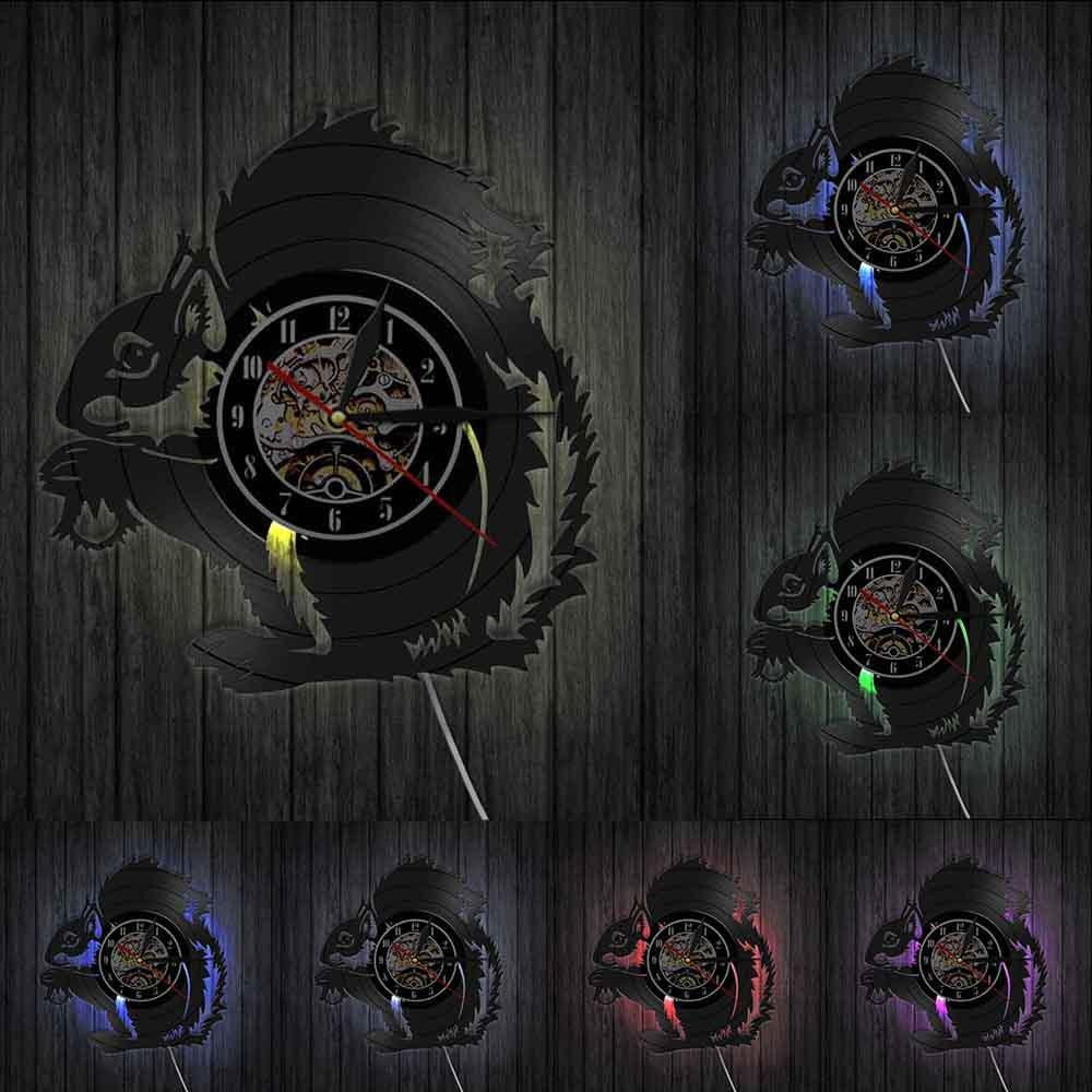 Squirrel Wall Clock Squirrel Holding An Acorn Vinyl Record Wall Clock ...