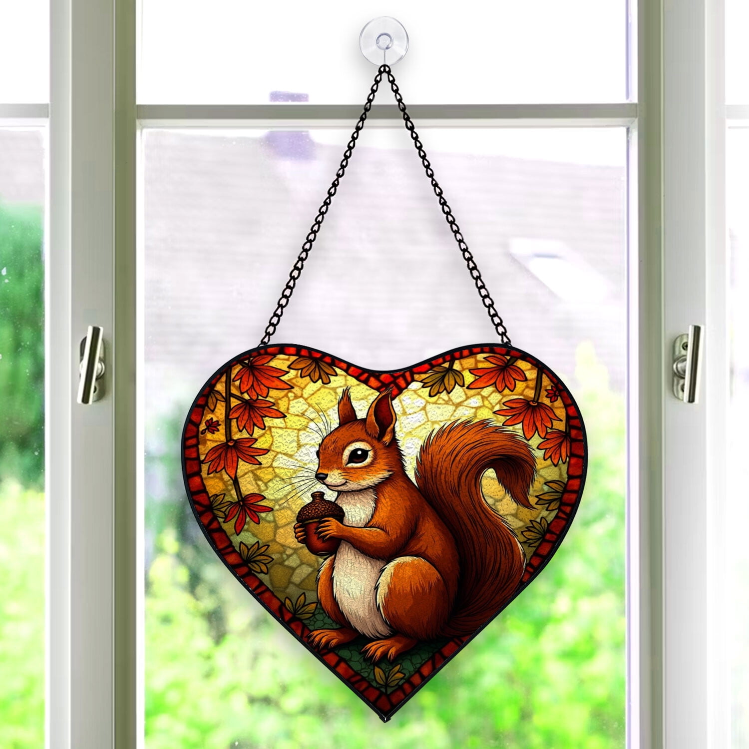 Squirrel Window Hanging Stained Glass Chirstmas, Squirrel Suncatchers ...