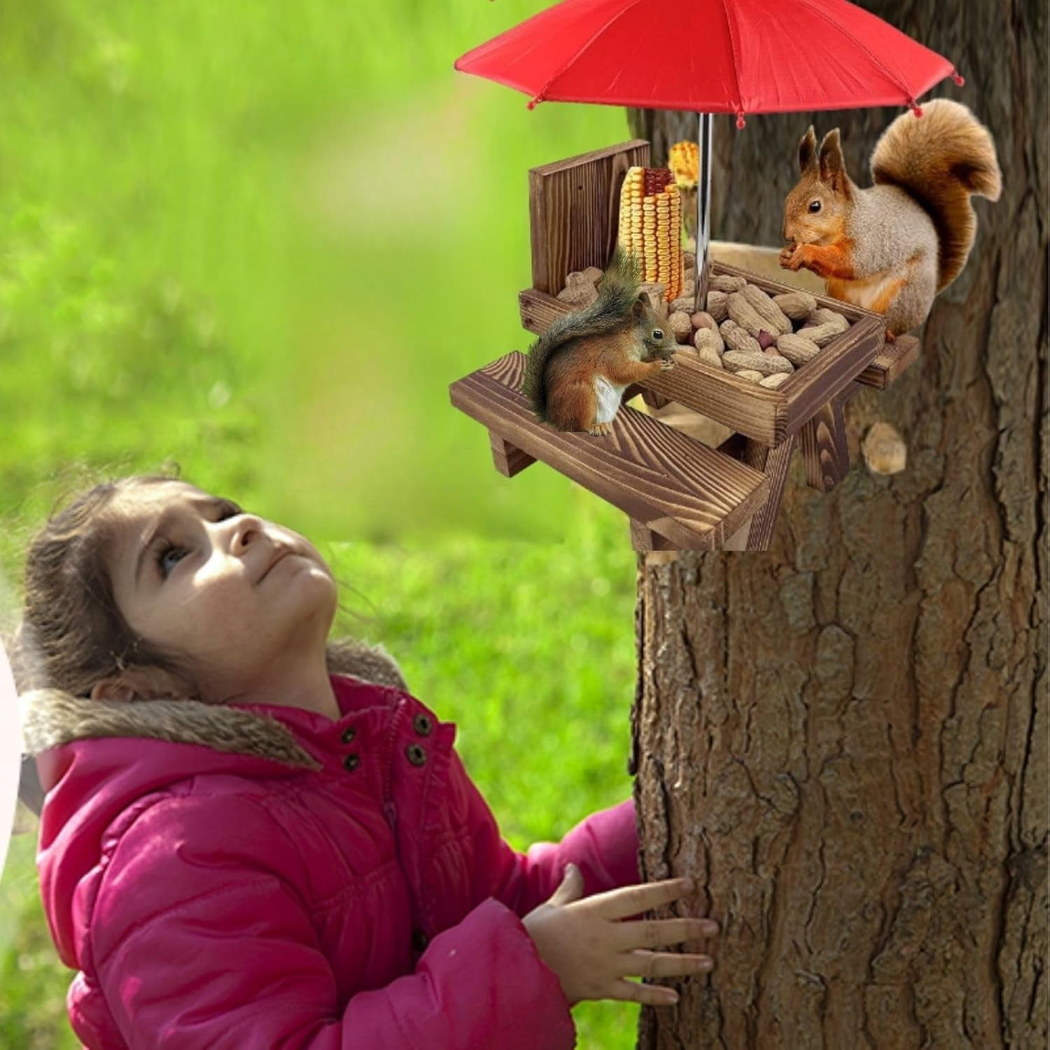 Squirrel feeder picnic table light burn color for Outside with Corn ...