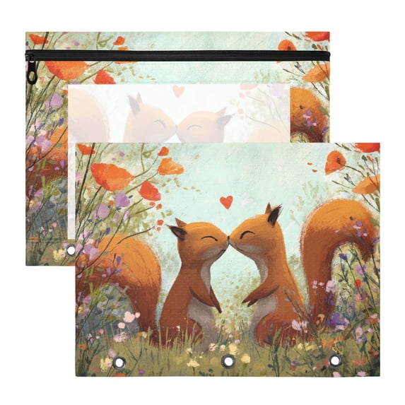 Squirrel in Love Spring Valentine 3-Ring Binder Pocket with Zipper ...
