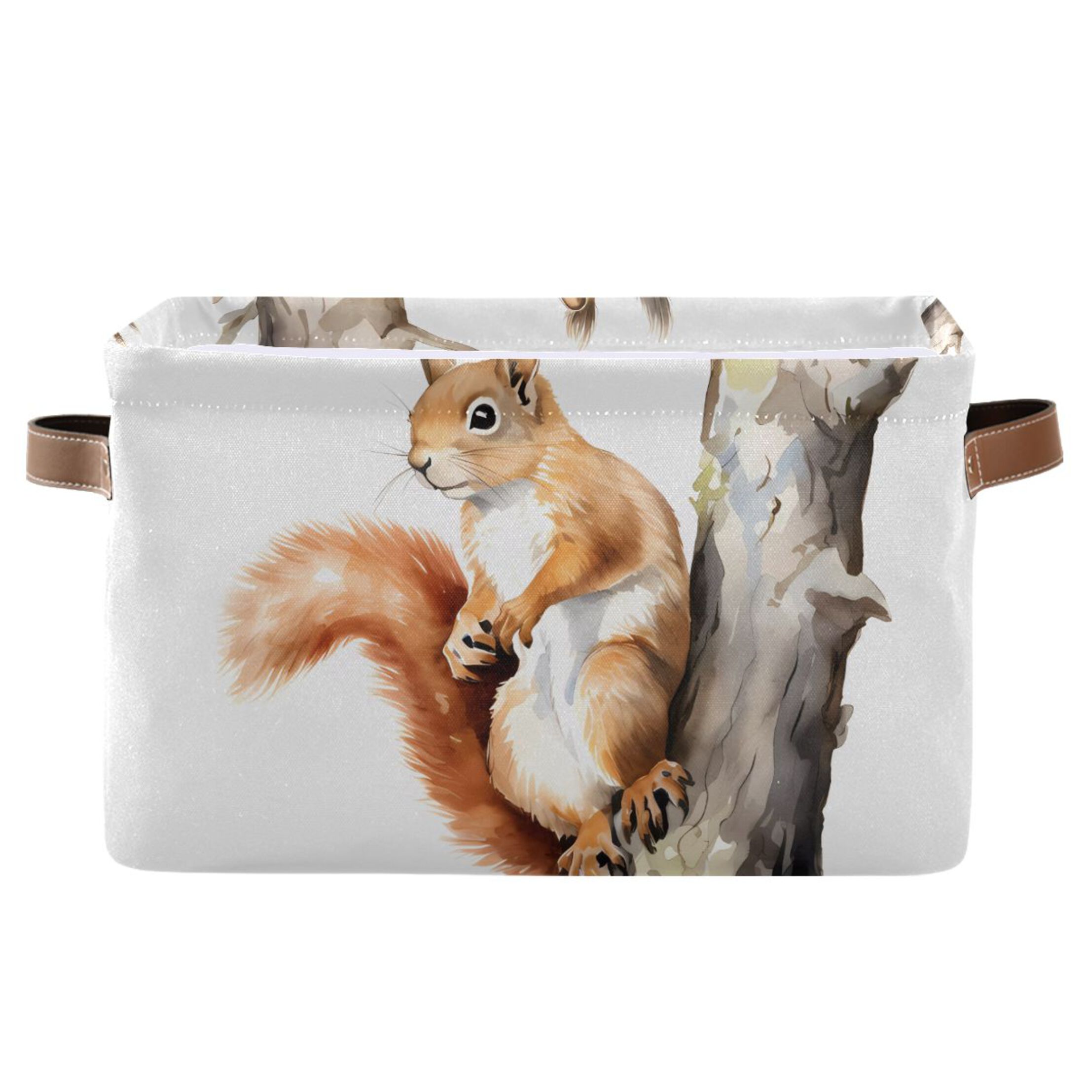 Squirrel on Tree Storage Basket Large Bin Laundry Boxes Toys Foldable ...