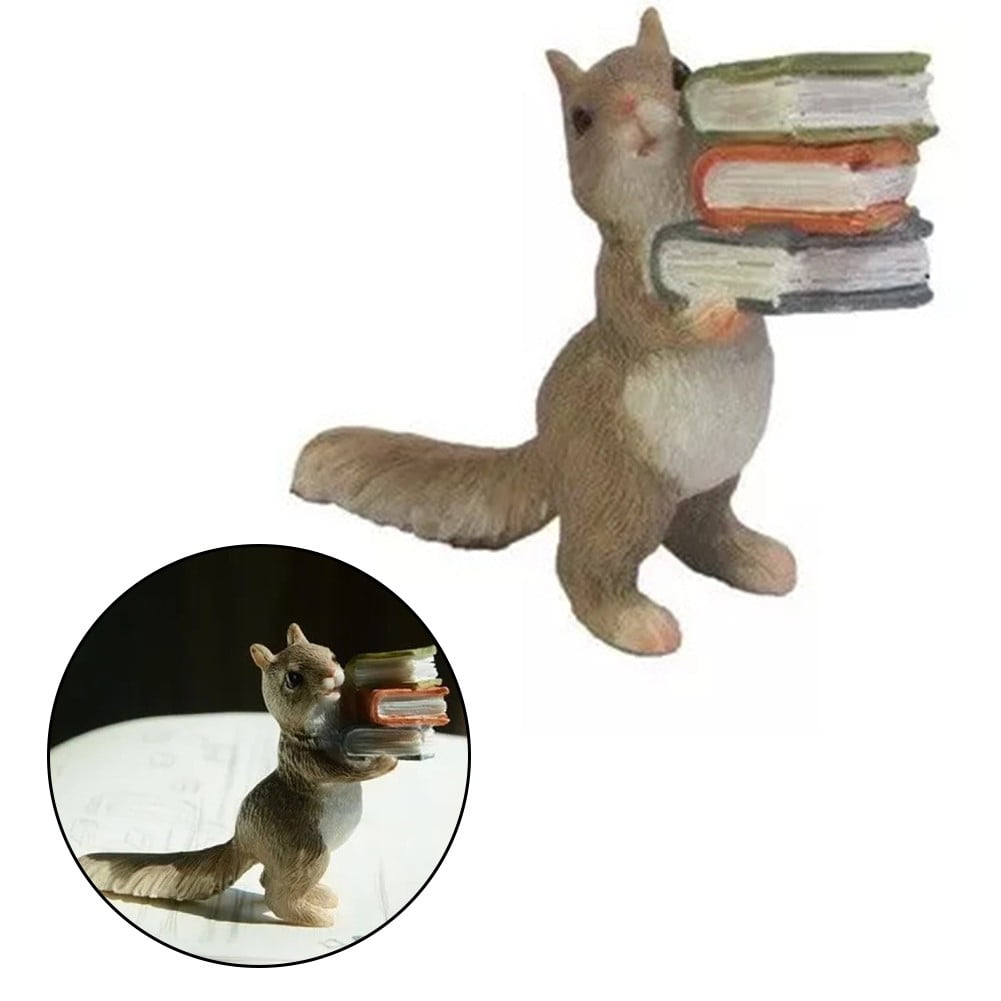 Squirrel with Book Statue,Garden Sculpture, Tabletop Figurine for Home ...