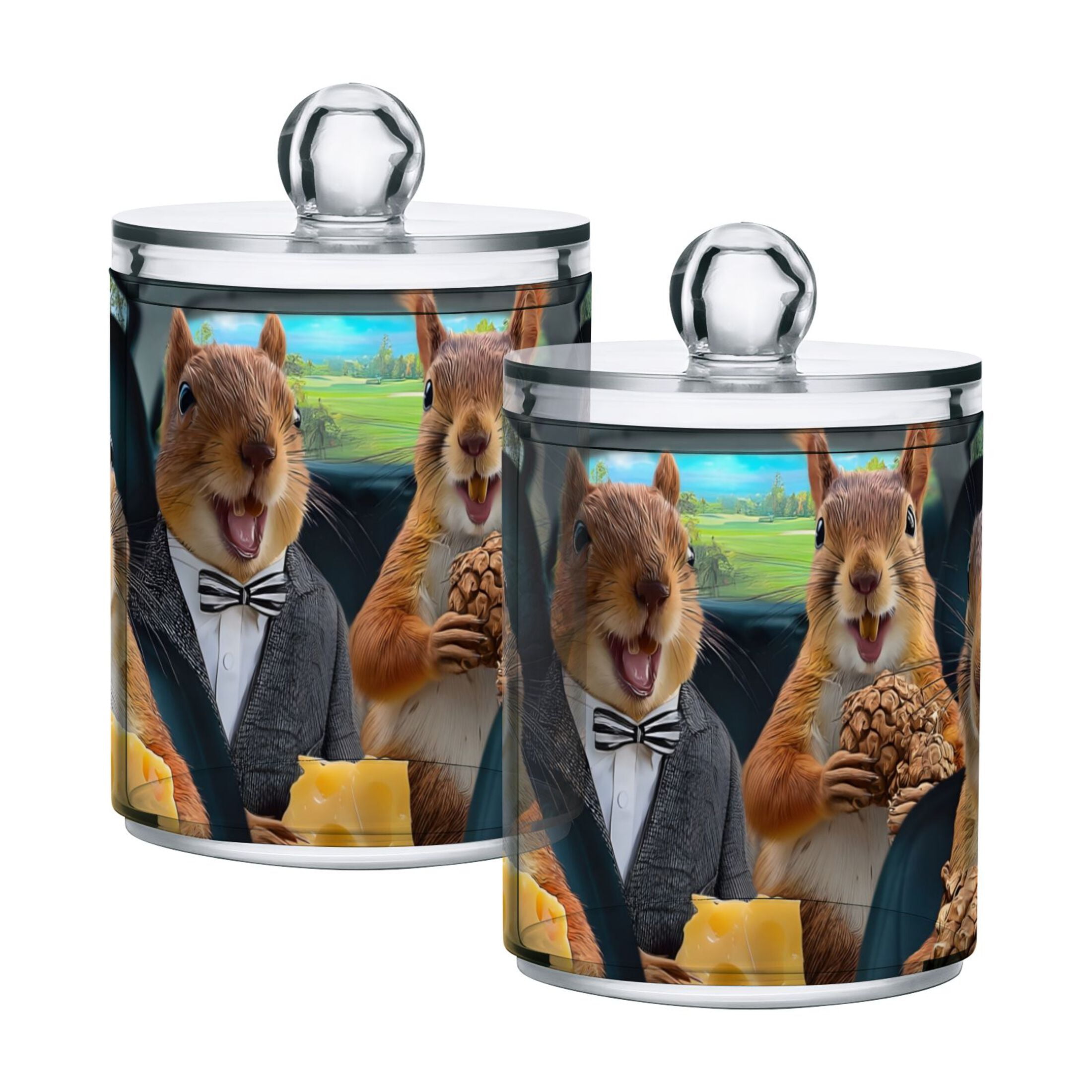 Squirrels Driving Car with Cheese Translucent Plastic Cans Storage ...