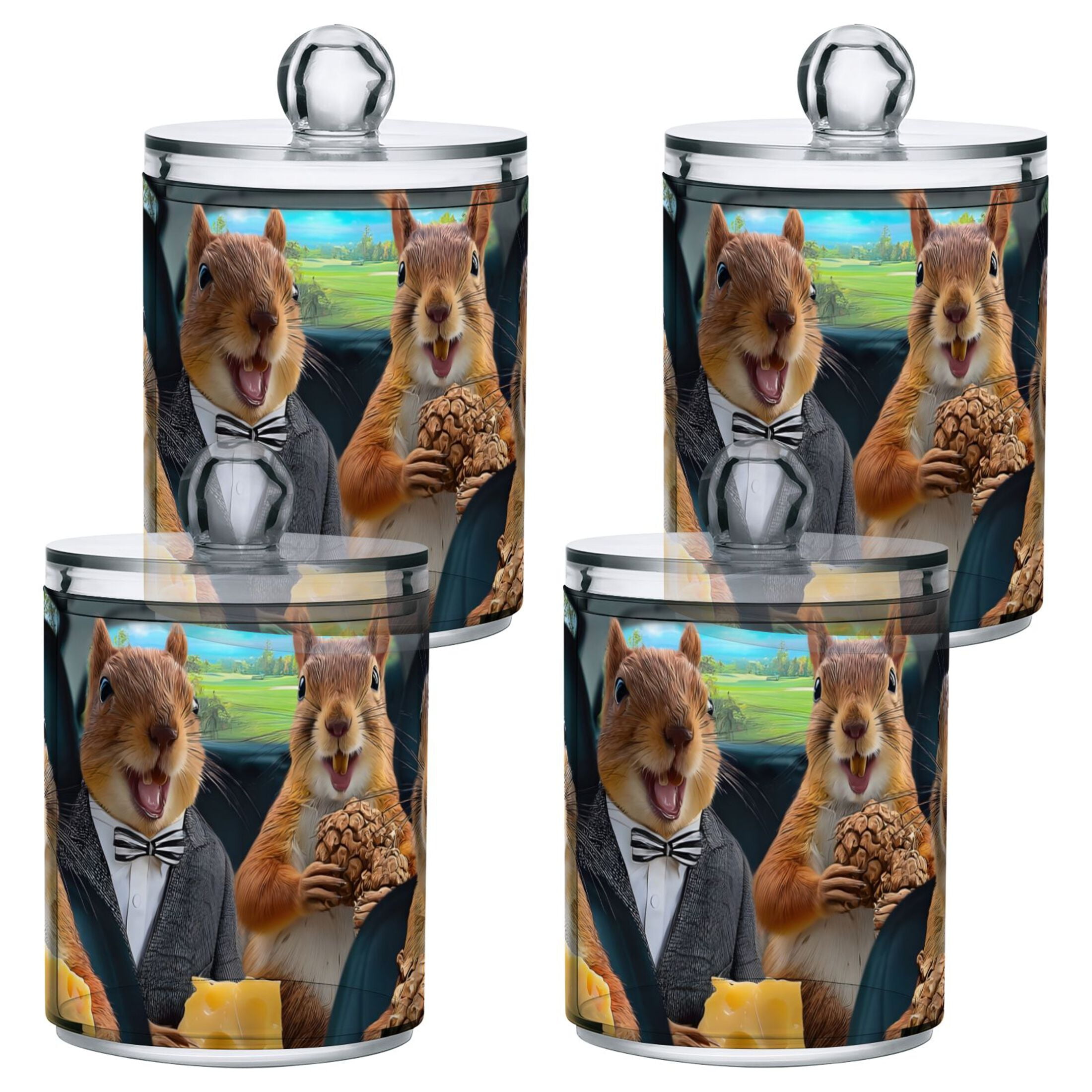 Squirrels Driving Car with Cheese Translucent Plastic Cans Storage ...