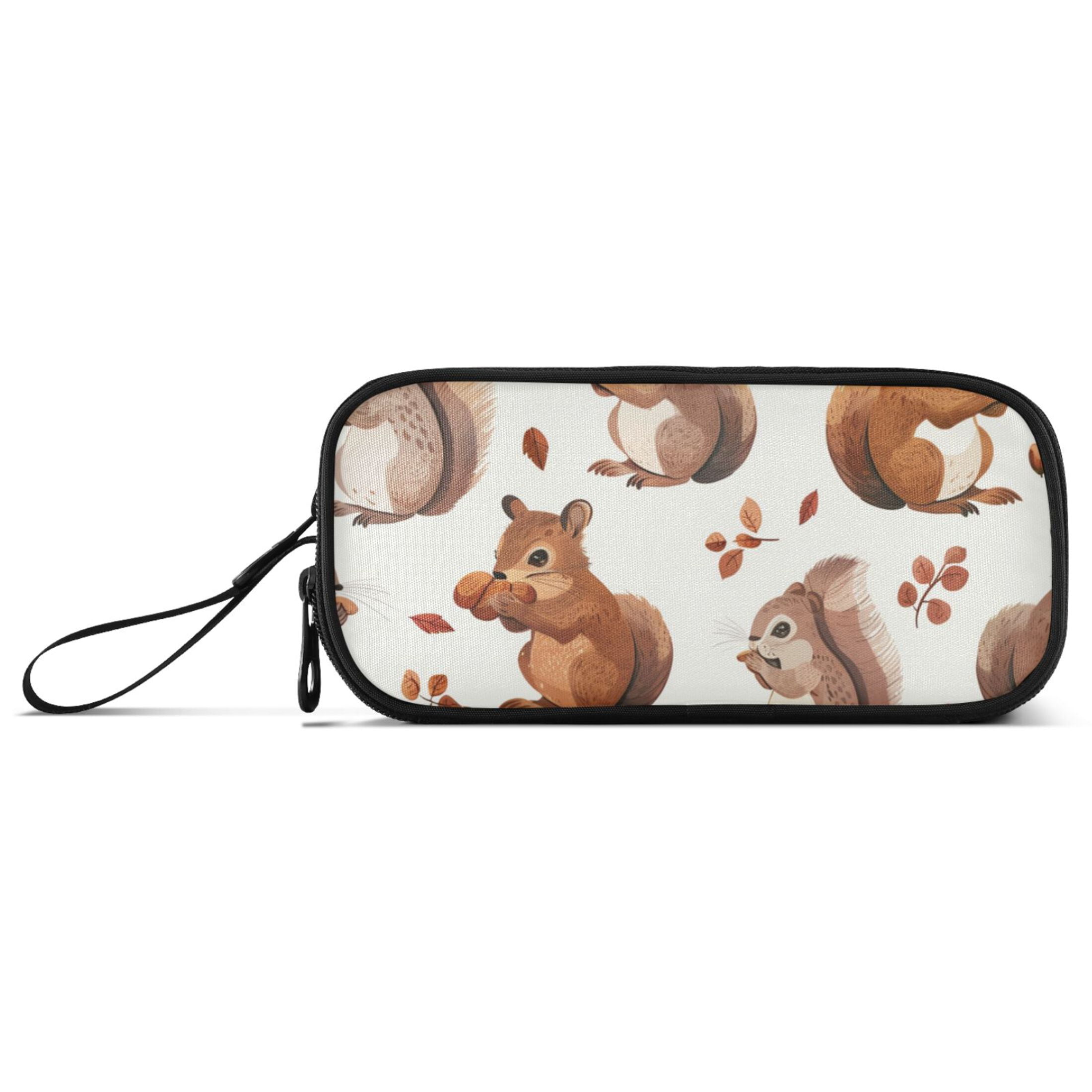 Squirrels Eating Nuts Leaves Pencil Case Stationary Holder Pen Bag ...