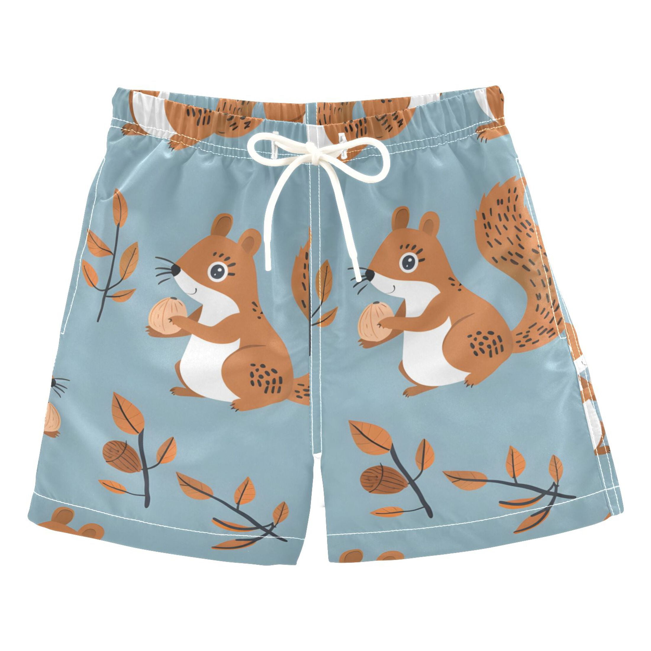 Squirrels Holding Nuts Leaves Boys' Swim Trunks Board Shorts Beach ...
