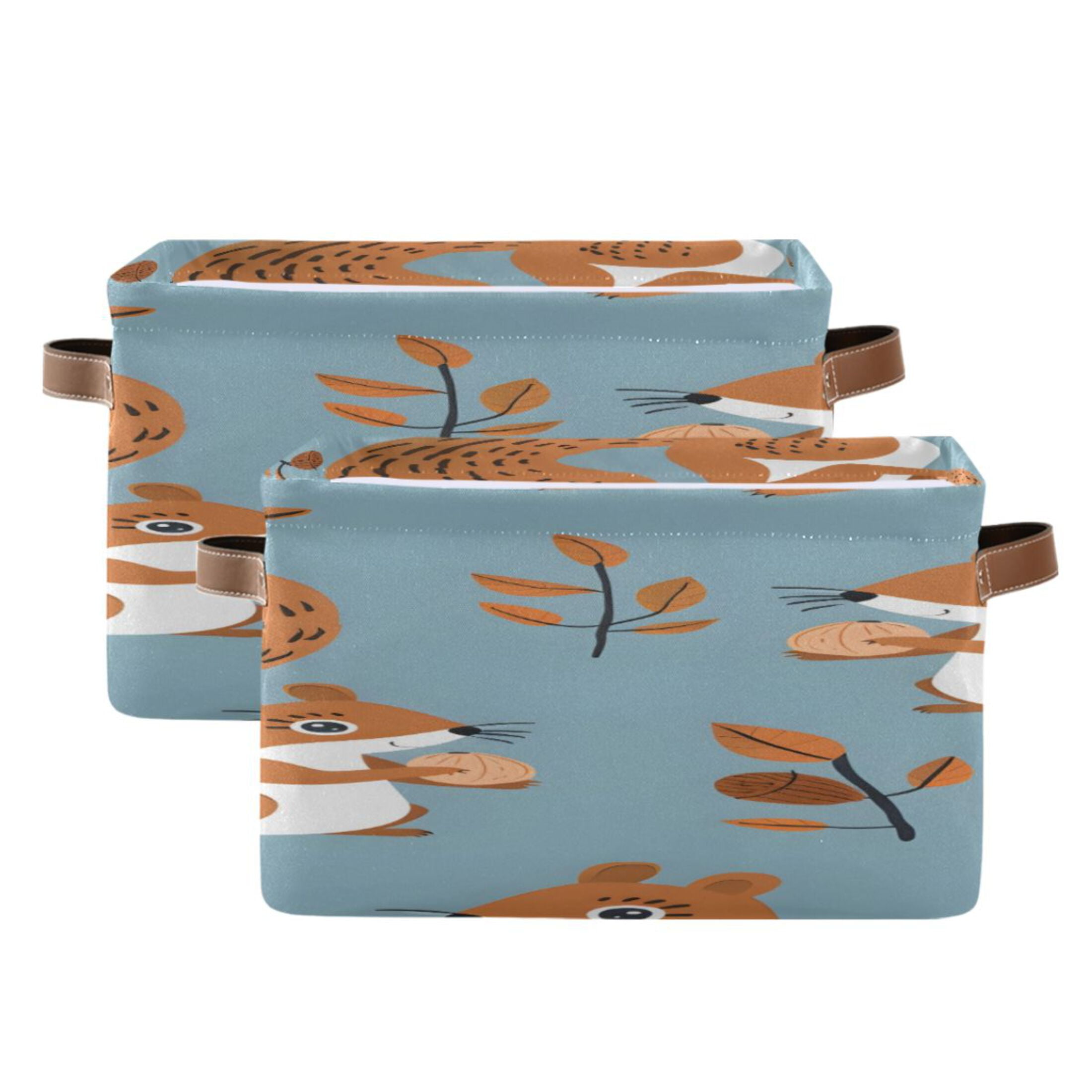 Squirrels Holding Nuts Leaves Square Storage Bins with Handles ...