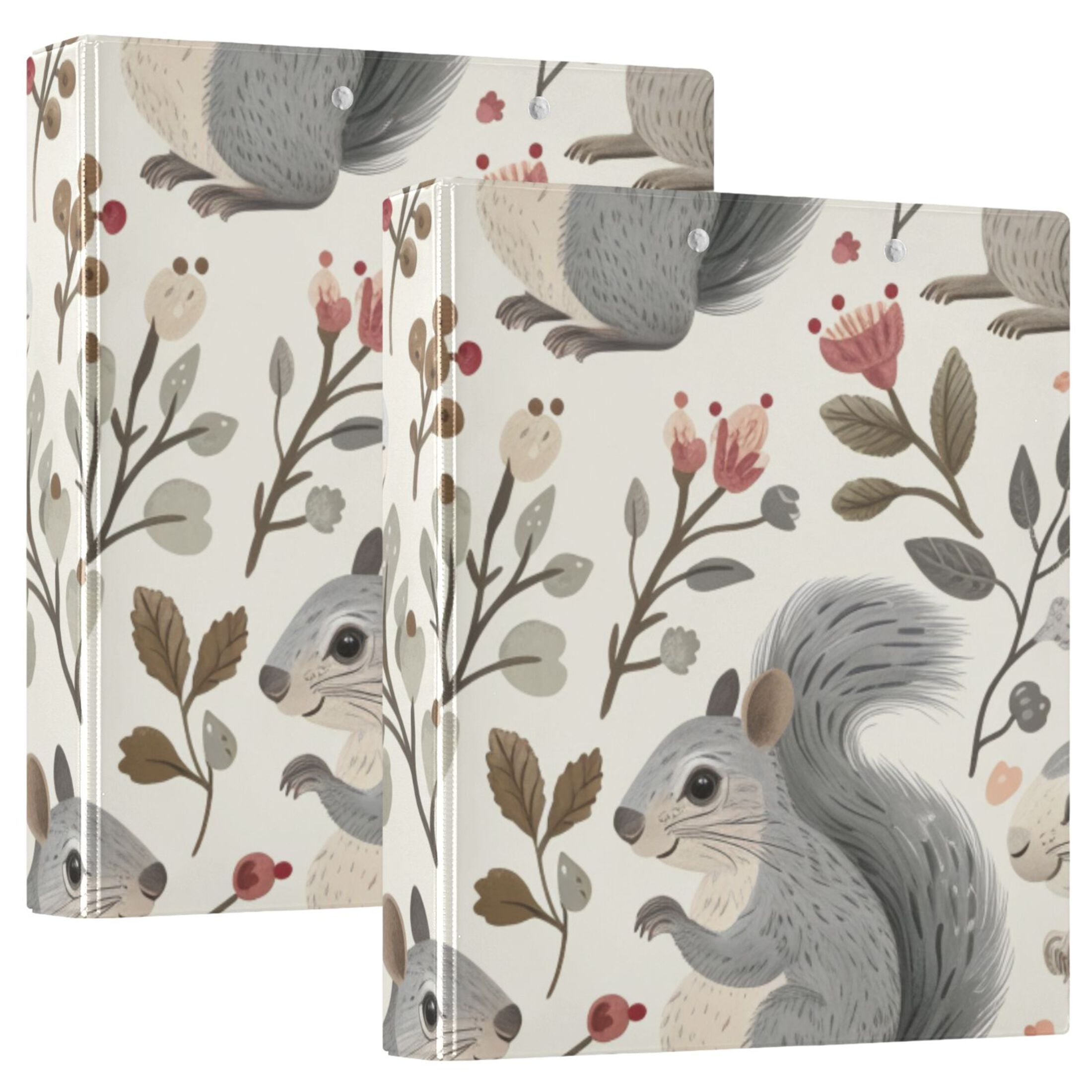Squirrels Leaves Flowers 3 Ring Binders 1.5 inch Hardcover File Folders ...