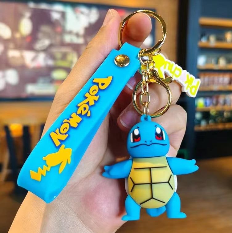 Squirtle Figure 3D Keychain Keyring with clip and Lanyard Strap ...