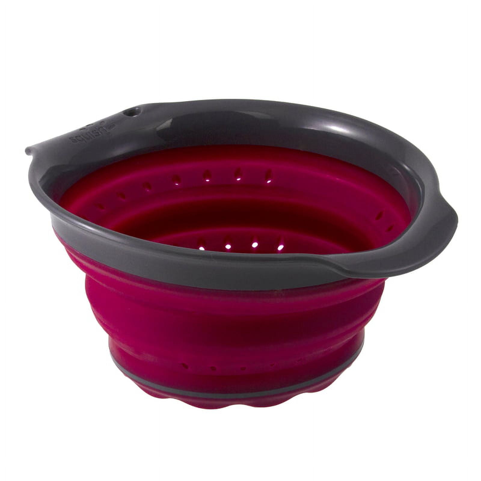 Squish Gray/Pink Polypropylene/TPR Collapsible Colander 3 cups ...