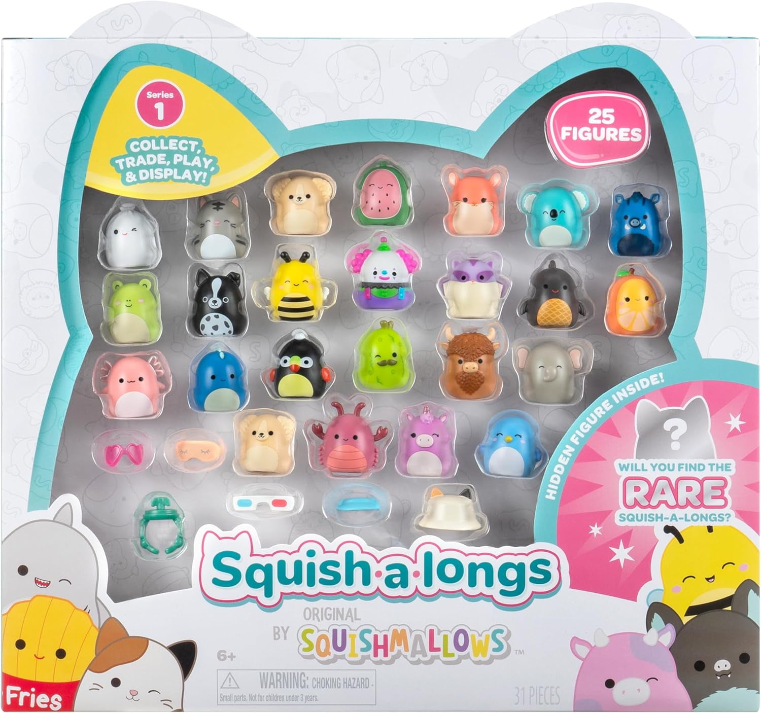 Squish-a-longs 25 Pack - Series 1 - (25) 1” Mini-Squish with 5 ...