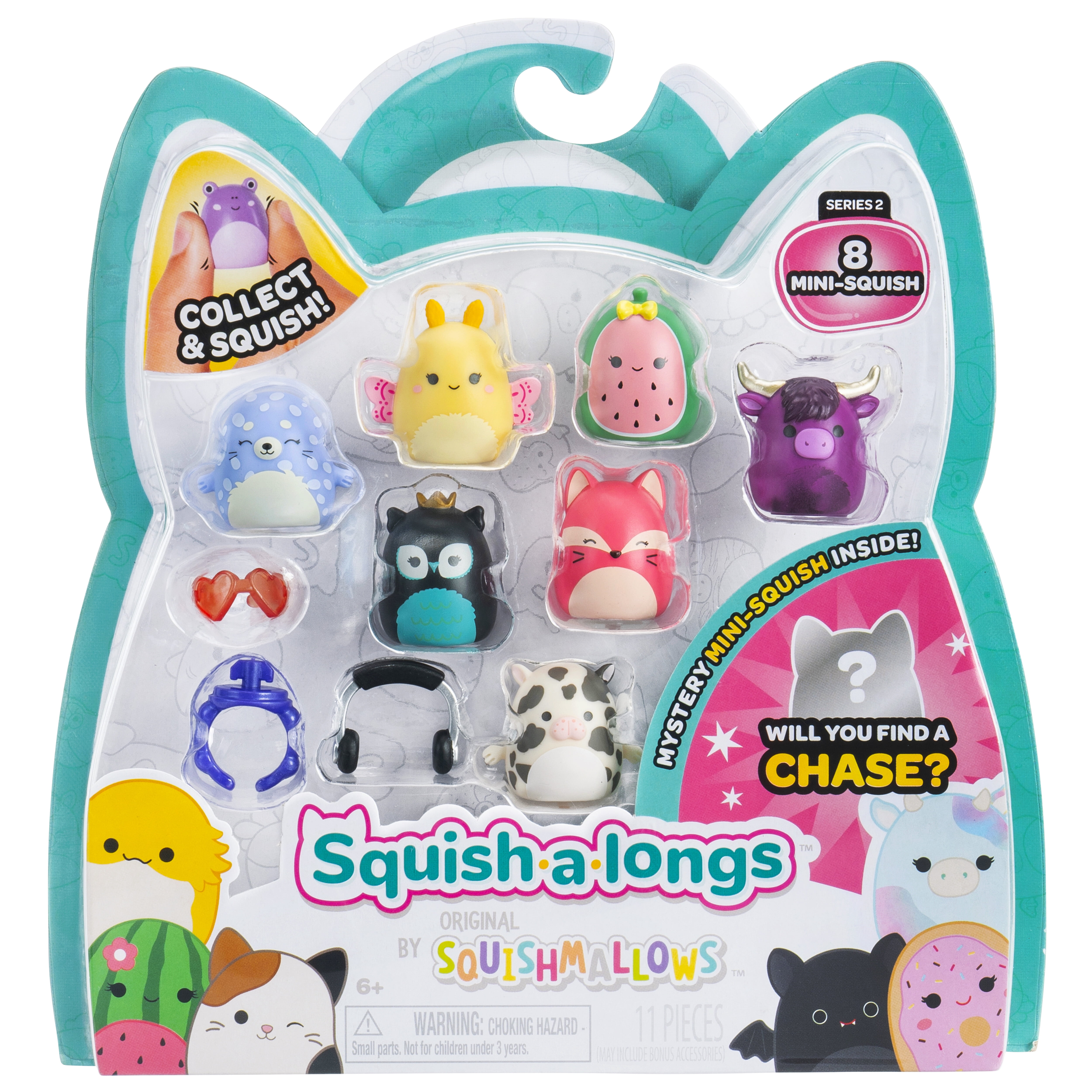 Squish-a-longs 8 Pack- (8) 1 inch Mini-Squish with Accessories ...