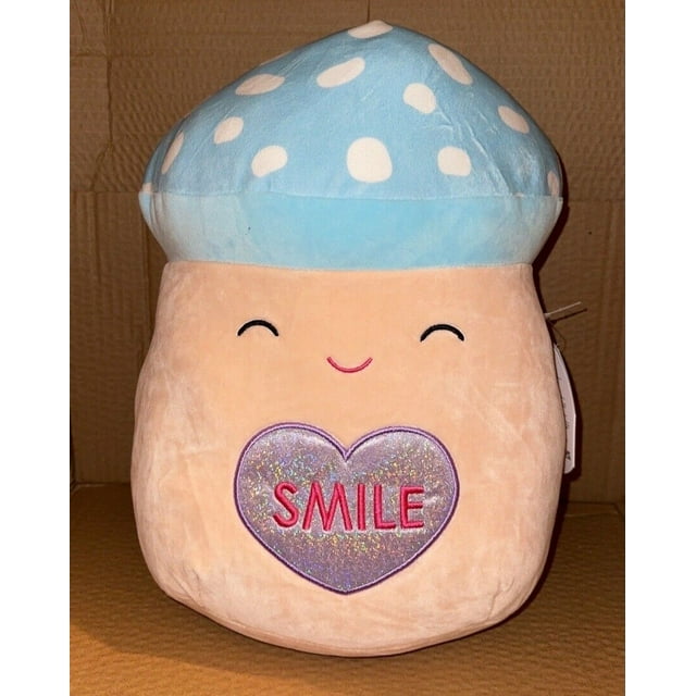 Squishmallow 12" CHAPPY Blue Mushroom Valentines "SMILE" PLUSH ...