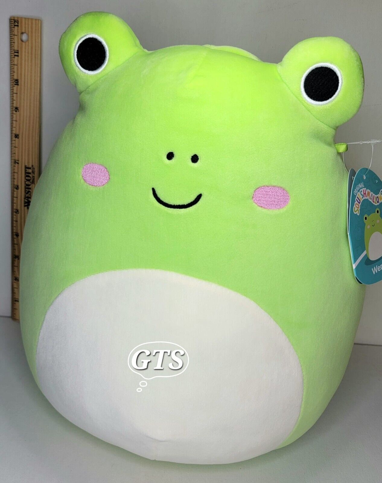 Squishmallow 12” Wendy Frog Green Pink Cheek White Belly OG Squad Plush ...