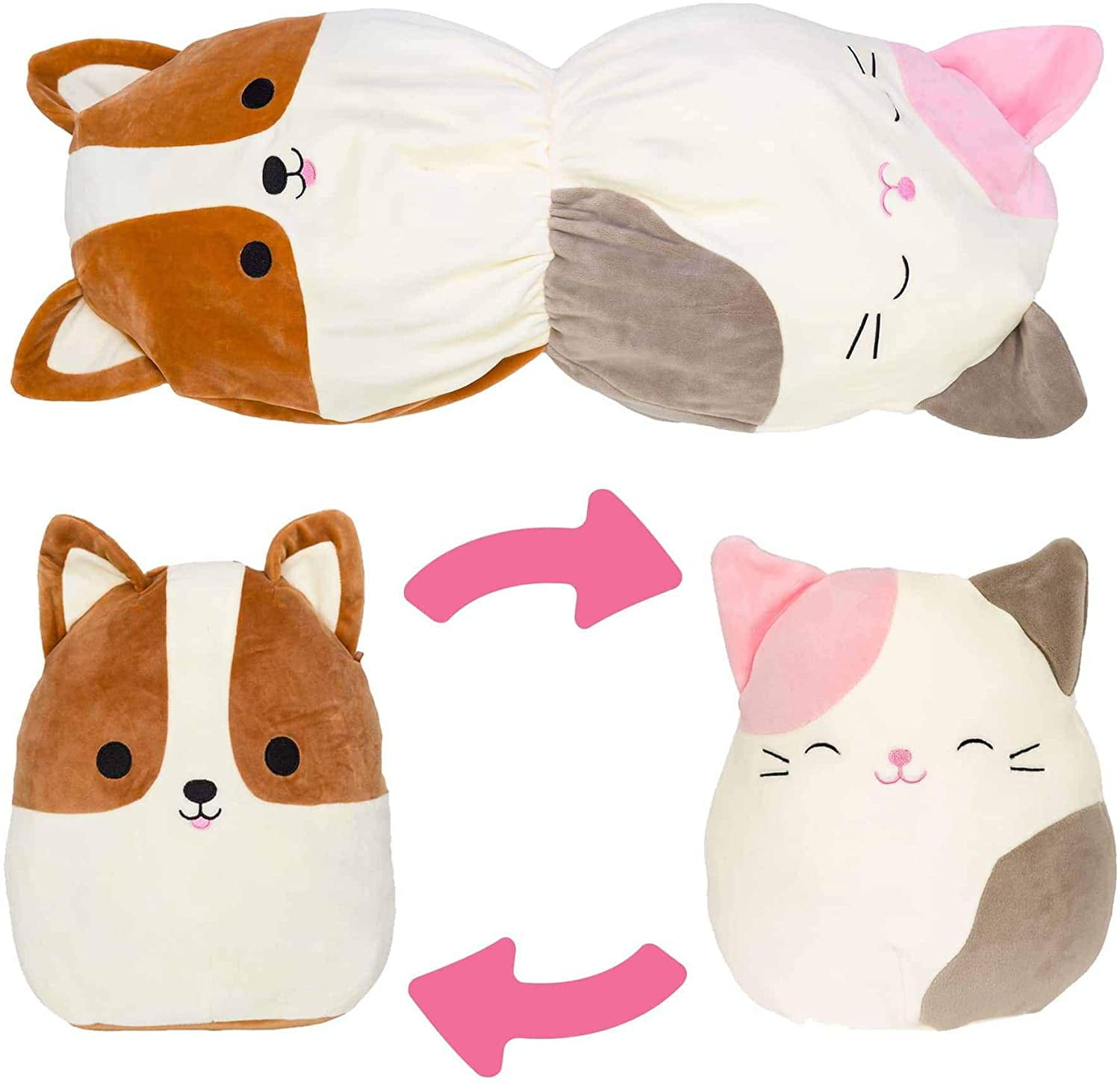 Squishmallow 12 inch Reginald The Corgi Flips into Karina the Cat Flip ...