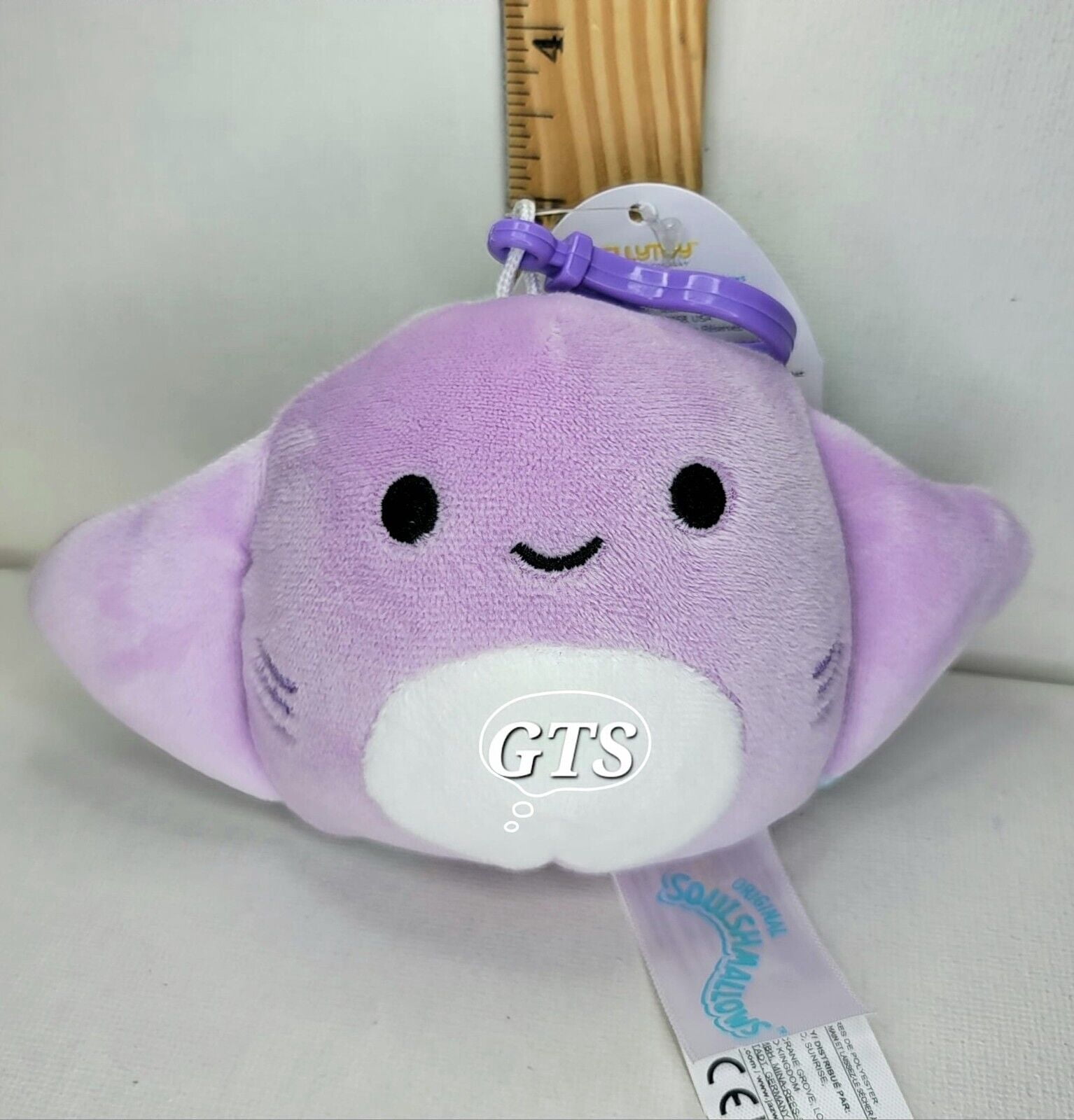 Squishmallow 3.5" Aziza Stingray Soft Purple Spotted Ocean Clip Plush ...