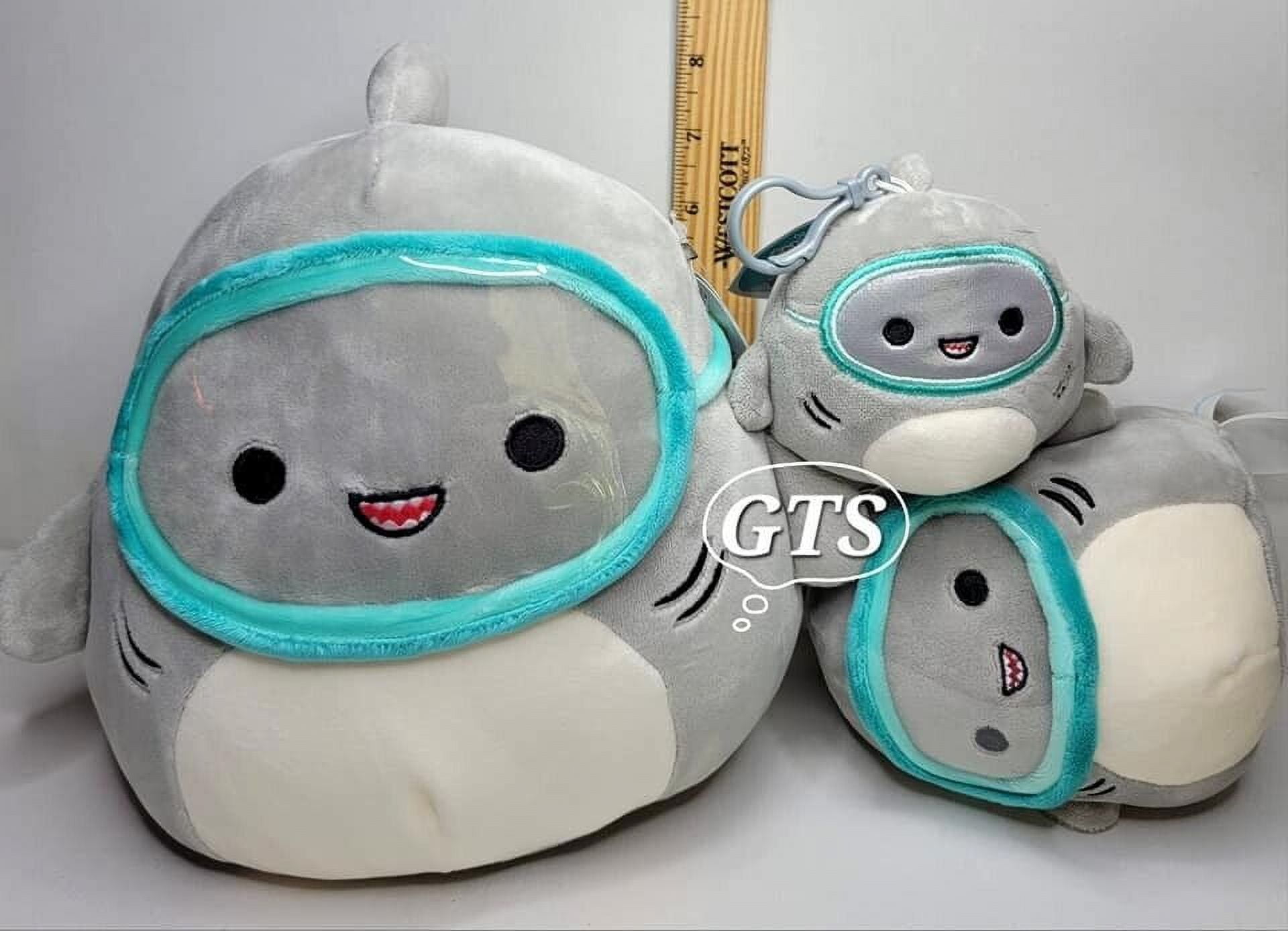 Squishmallow 3.5" Clip 5" and 8" Gordon Mask Scuba Shark 3 PC Plush ...