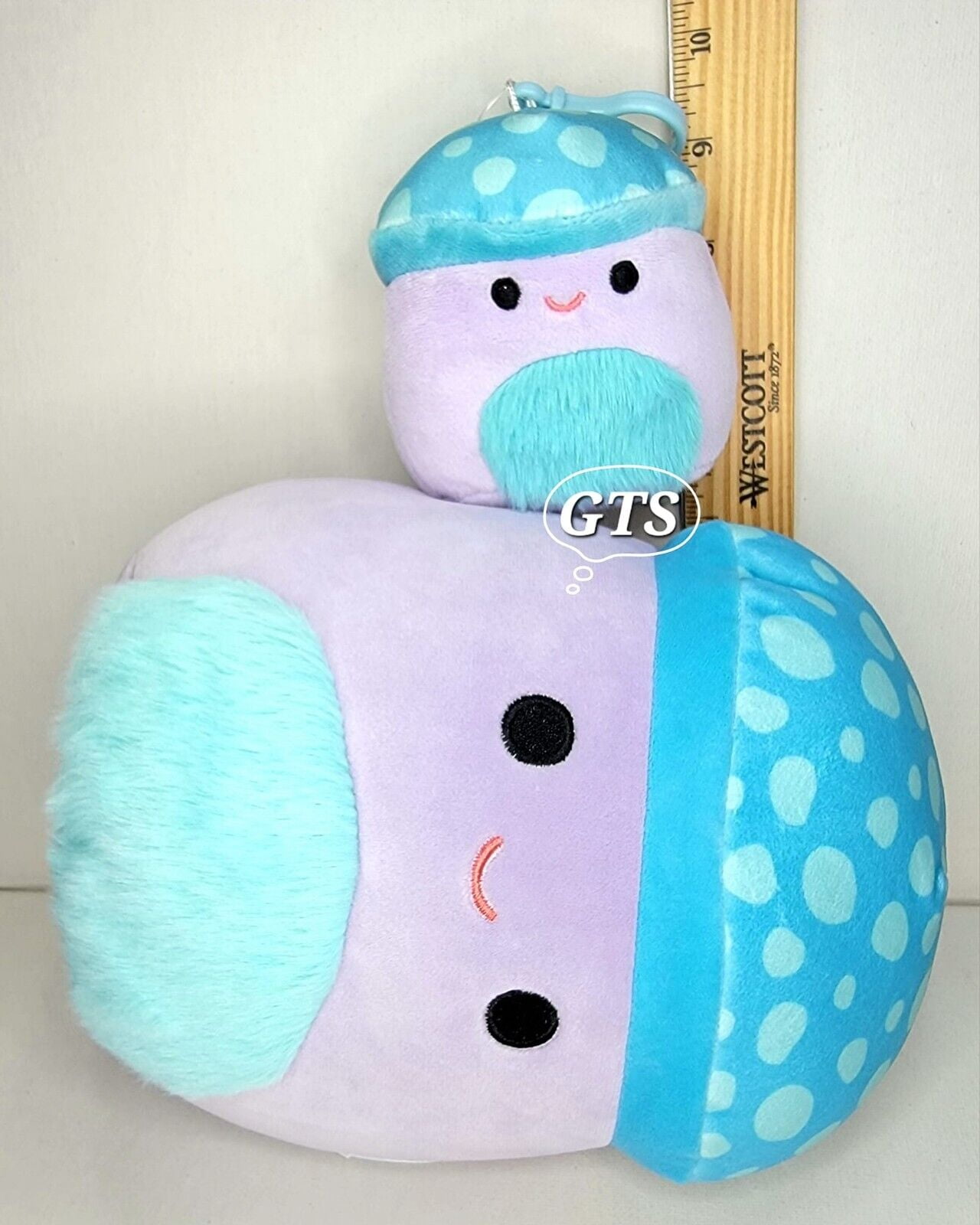 Squishmallow 3.5" Clip and 8" Pyle Mushroom 2 PC Teal Food Fungi Plush ...