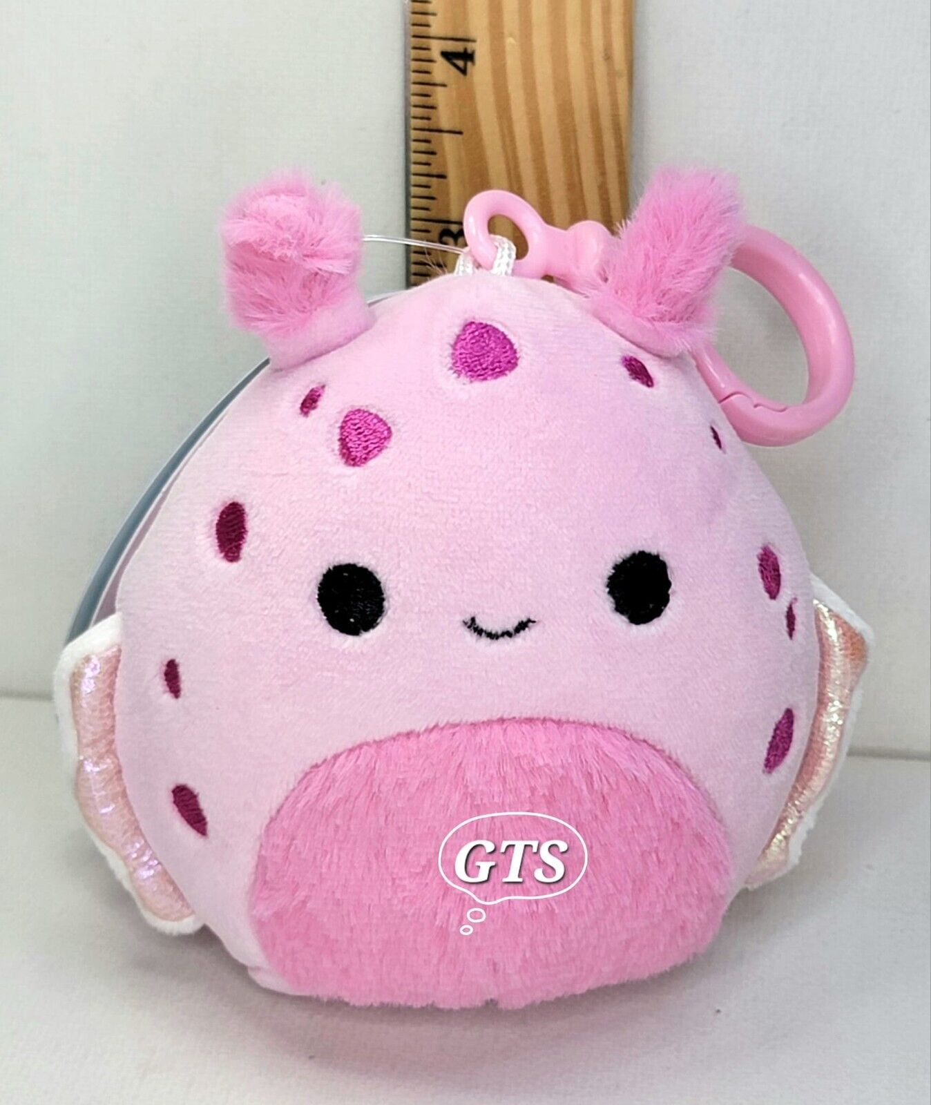 Squishmallow 3.5" Shabnam Sea Slug Soft Pink Sea Life Plush Clip ...