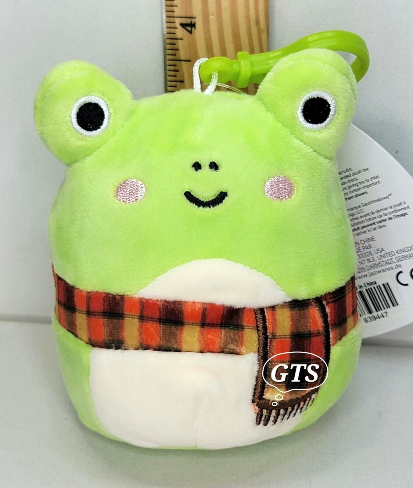 Squishmallow 3.5" Wendy Frog Soft Green Fall Scarf Amphibian Clip Plush ...