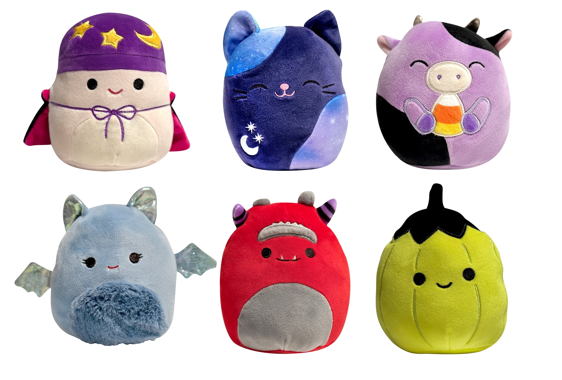 Squishmallow 5 Inch 2024 Halloween Squad A - Set of 6 (Mushroom, Cow ...