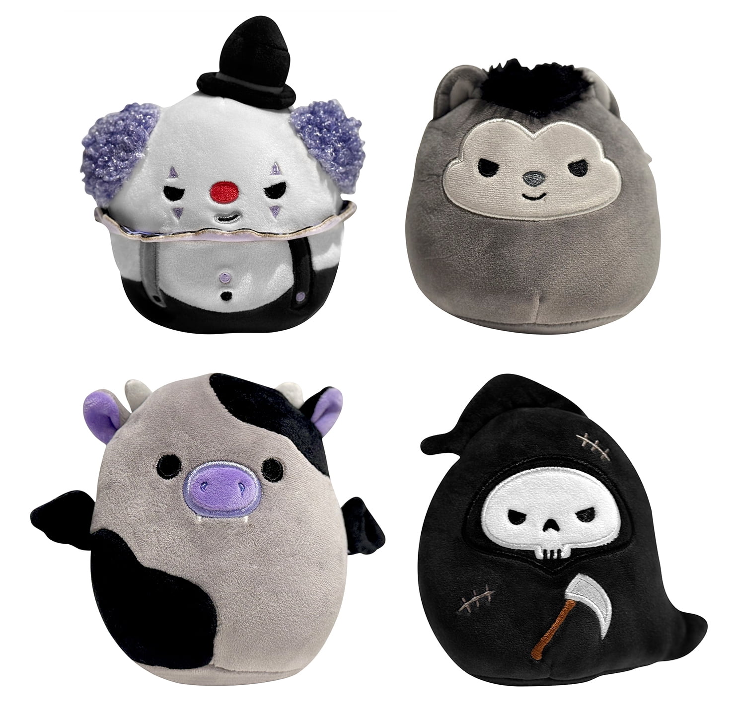 Squishmallow 5 Inch 2024 Halloween Squad B - Set of 4 (Werewolf, Grim ...