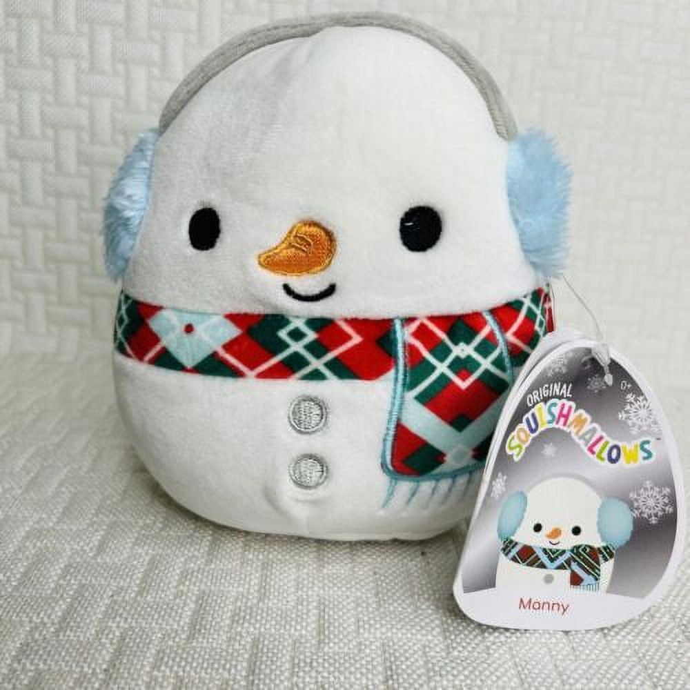 Squishmallow 5" Manny the Snowman Scarf Earmuff Christmas Kellytoy ...