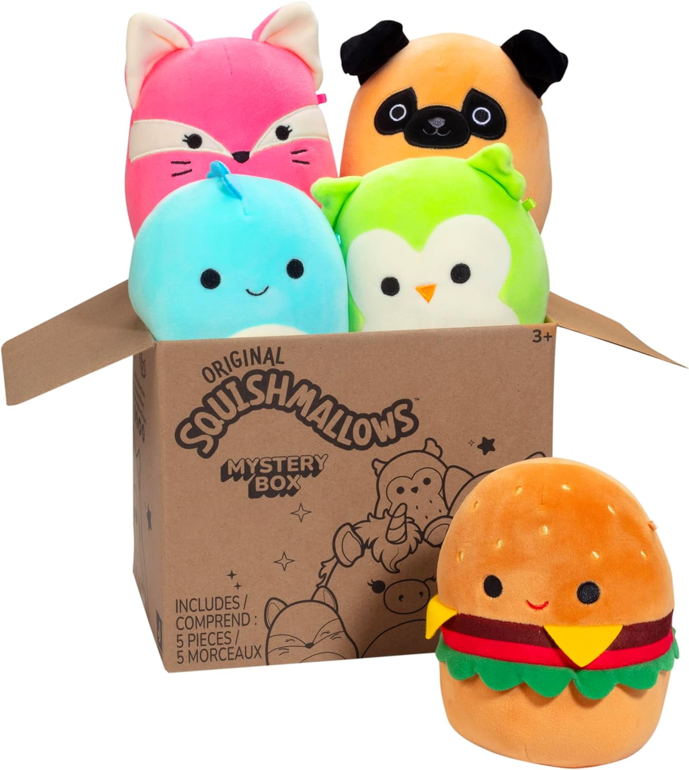 Squishmallows Original Mystery Box 5-Inch Plush 5 Pack - Official ...