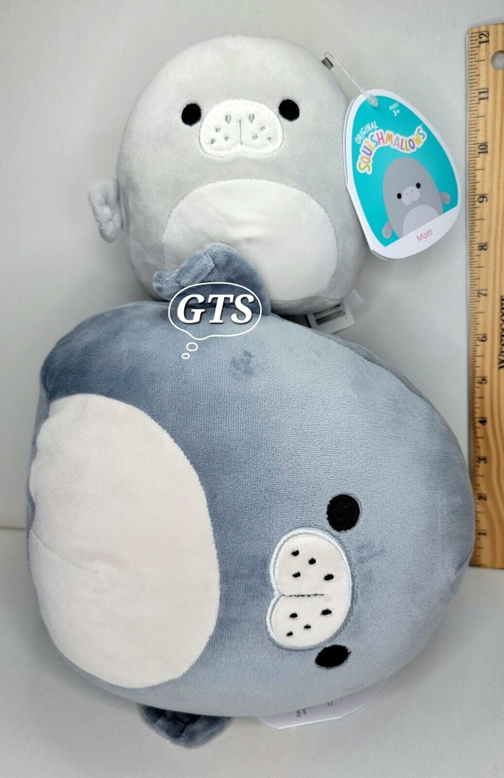 Squishmallow 5" and 8" Matt Manatee 2 PC Soft Gray Sea Cow Plush Bundle ...
