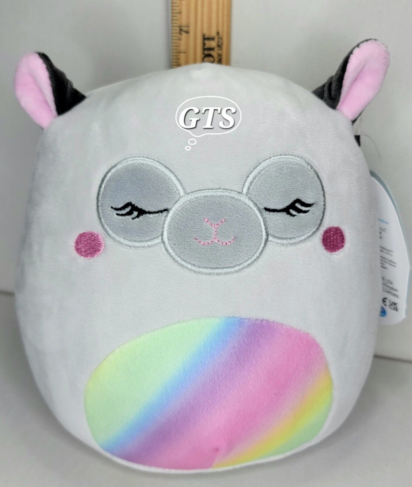 Squishmallow 7" Marlowe Llama Alpaca RARE Gray Sleepy Rainbow Belly ...