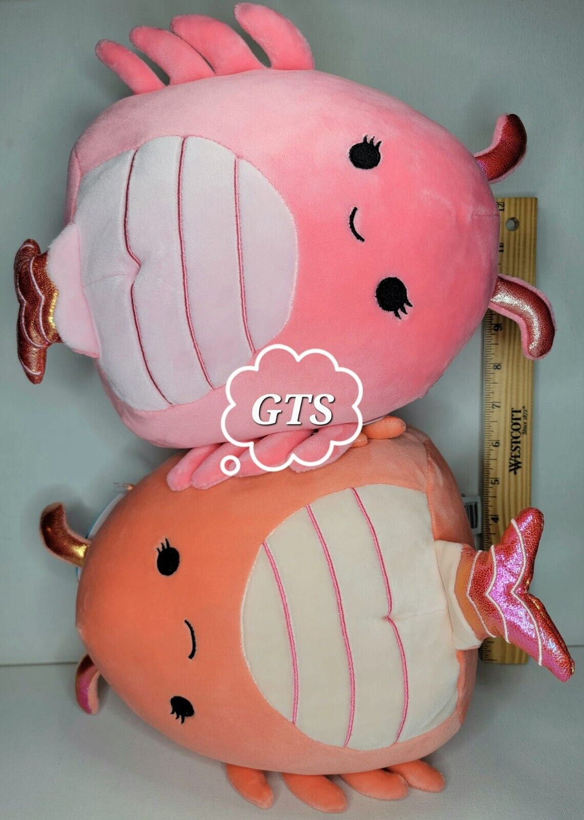 Squishmallow 8" Simone Shrimp Peach and Pink 2 PC Plush Bundle ...