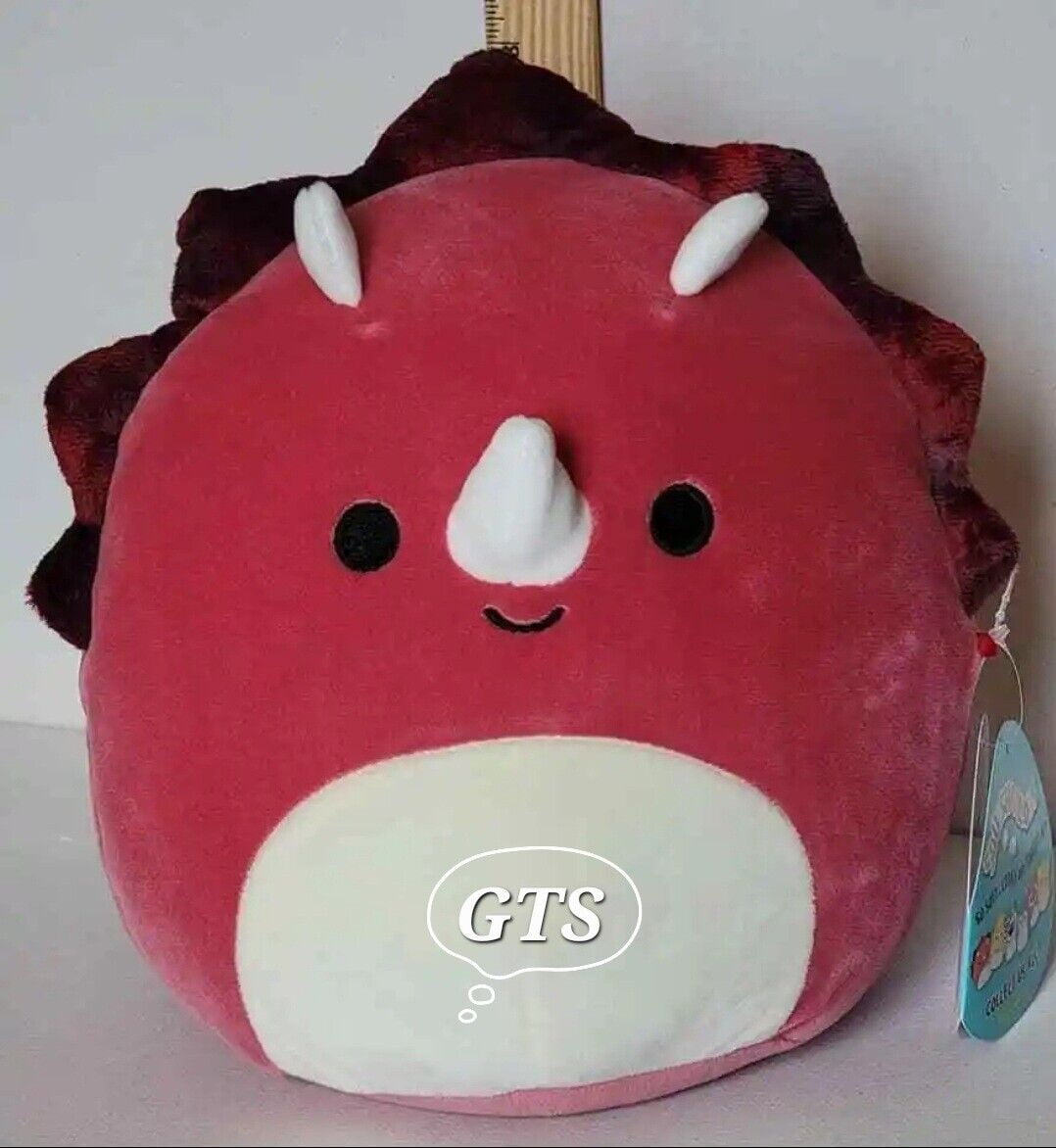 Squishmallow 8" Tristan Triceratops Dinosaur Soft Red Plush - Walmart.com