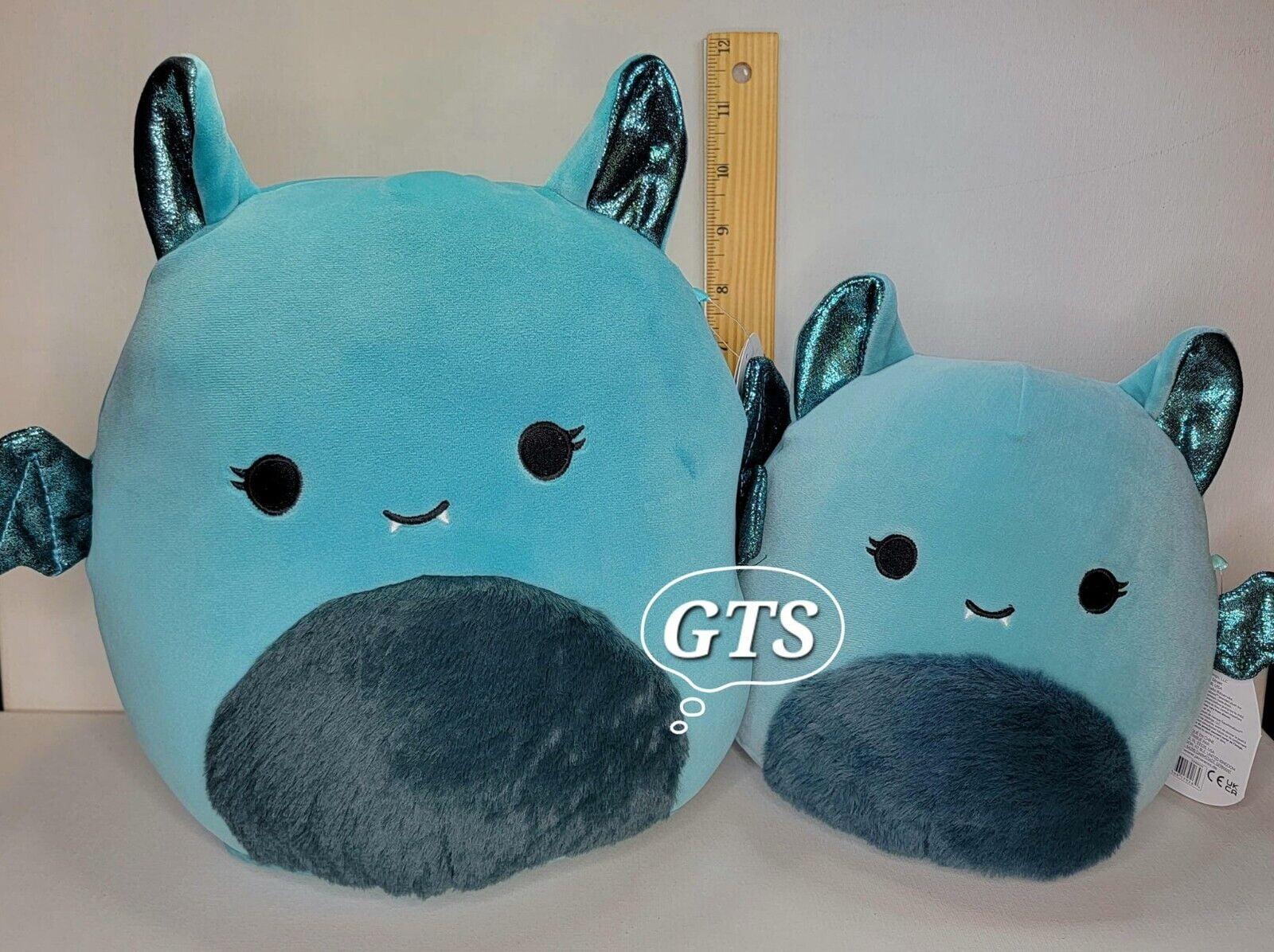 Squishmallow 8" and 10" Lucasta Bats Teal 2 PC Plush Fuzzy Belly Bat ...