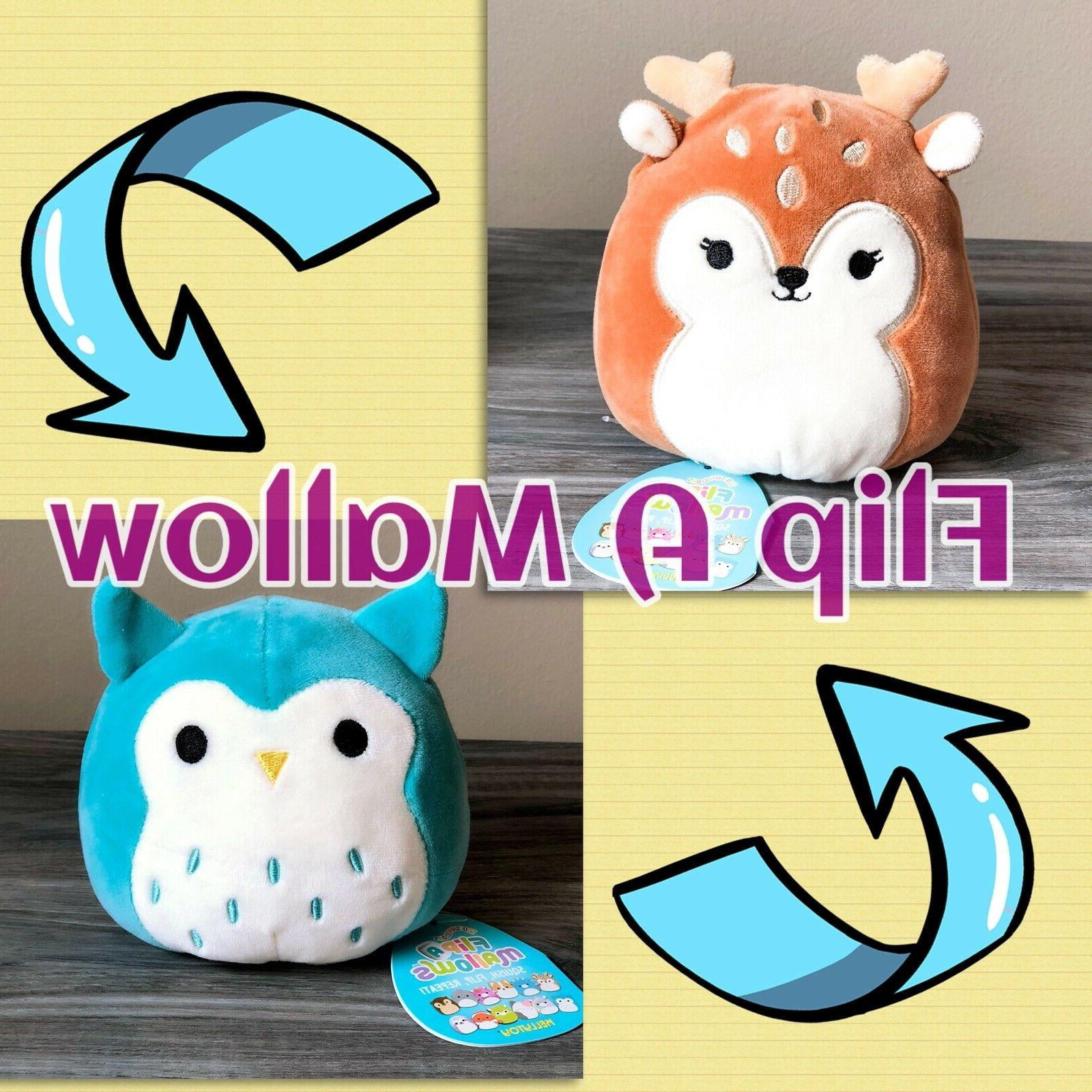 Squishmallow Flip A Mallow Dawn the Fawn Flips to Winston the Blue Owl ...