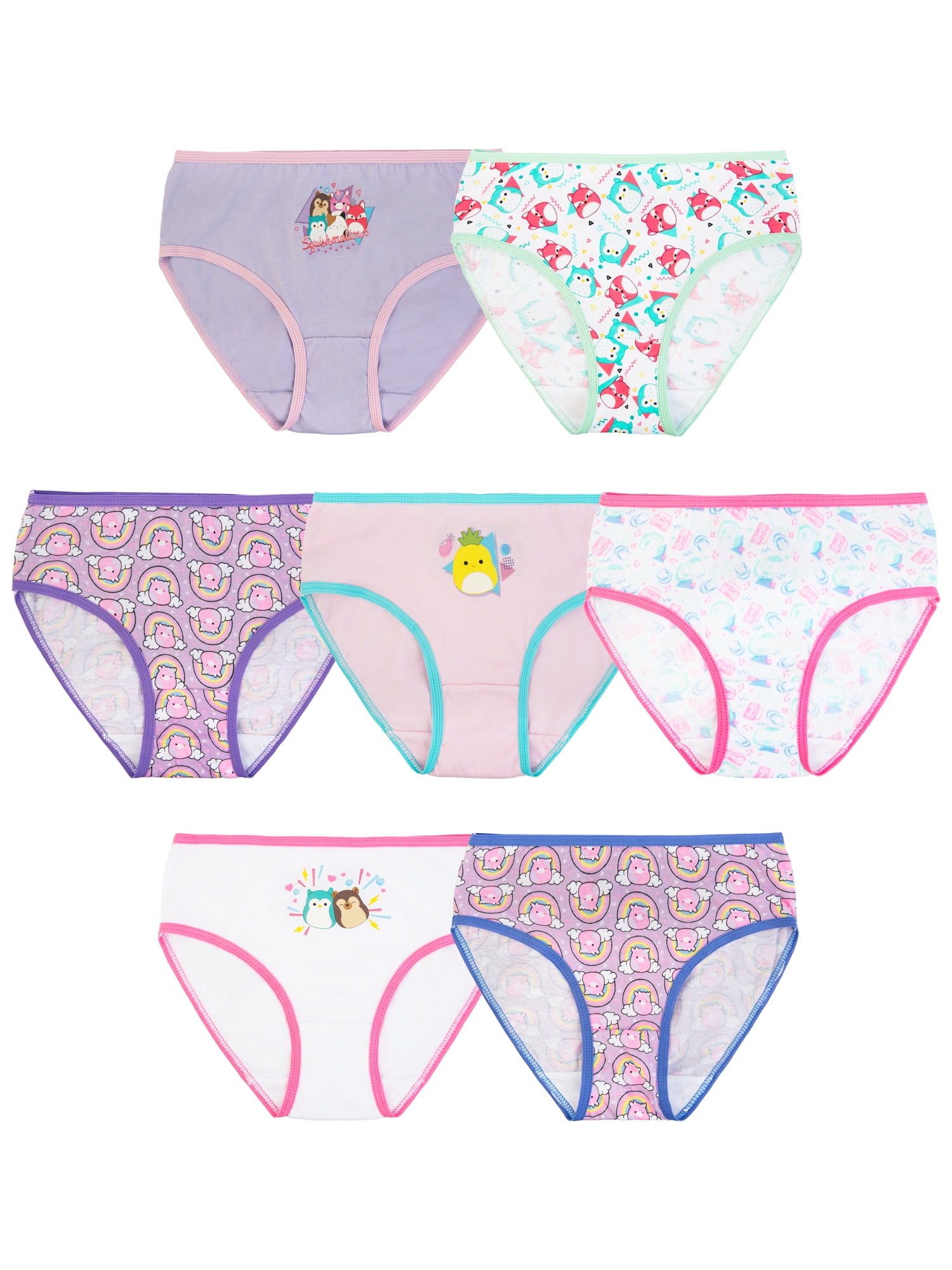 Squishmallows Girls Cotton Brief Character Underwear 7-Pack Size 4-8 ...