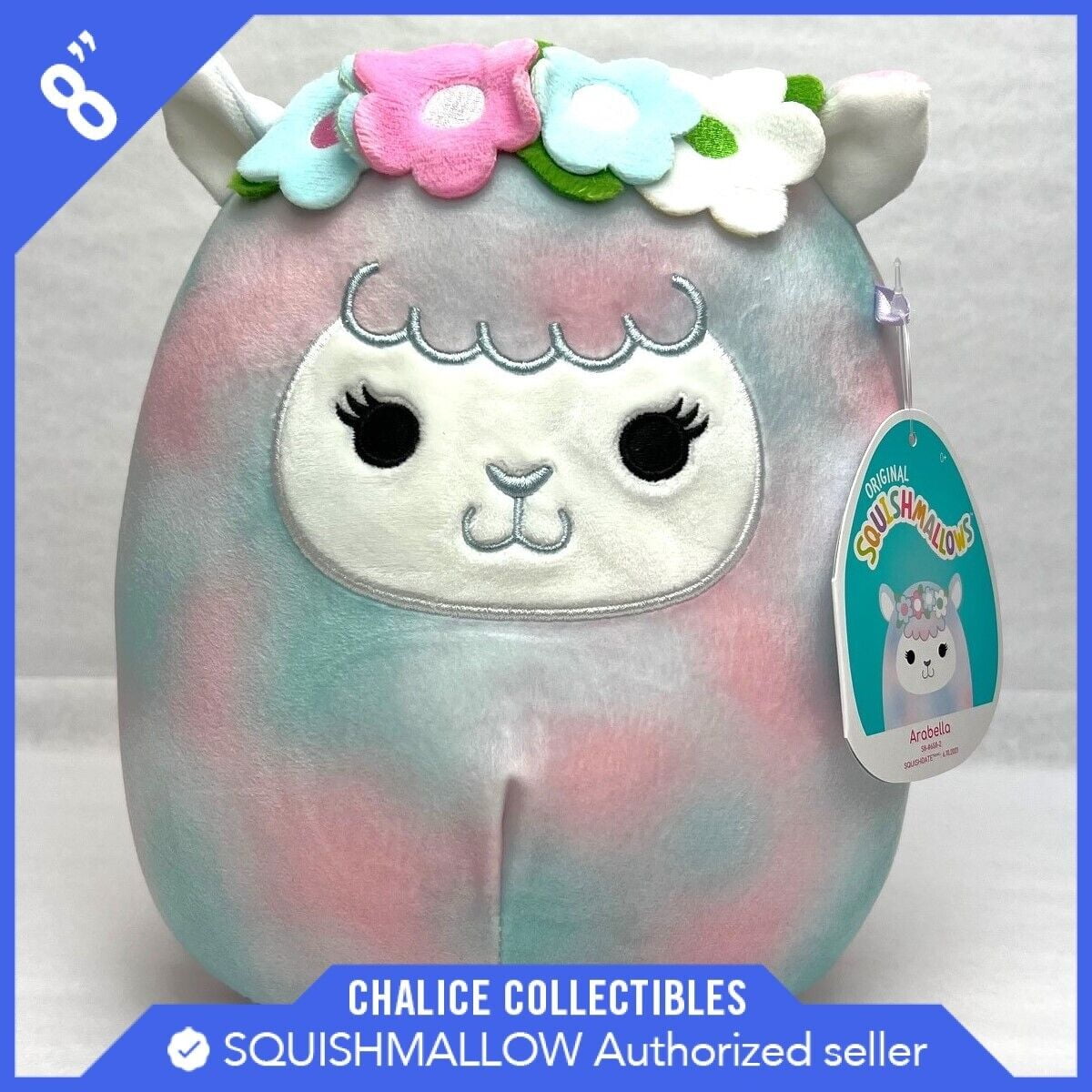 Kellytoy Squishmallow Plush, Arabella The Sheep with Flower Headband, 8 ...