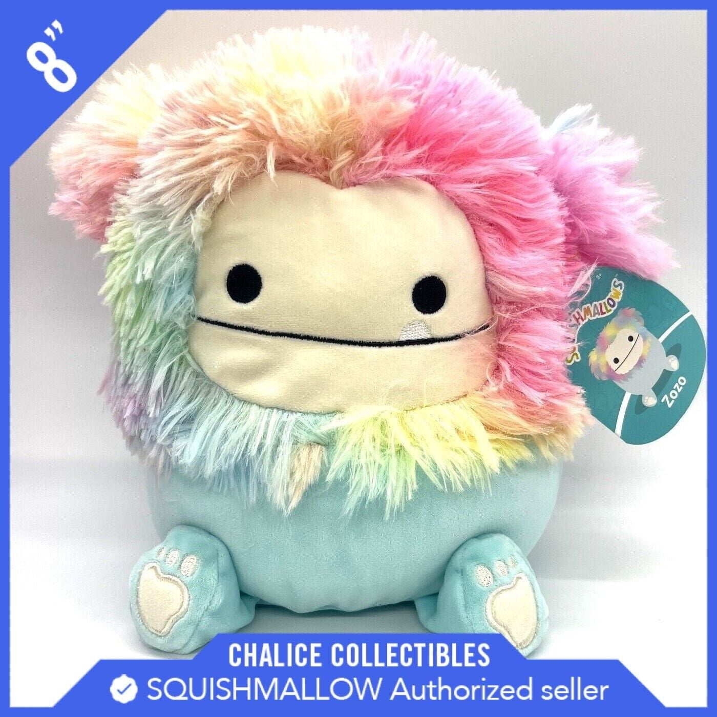 Squishmallow Kellytoy Plush Limited Squad Zozo The Teal Big Foot Yeti 8 ...