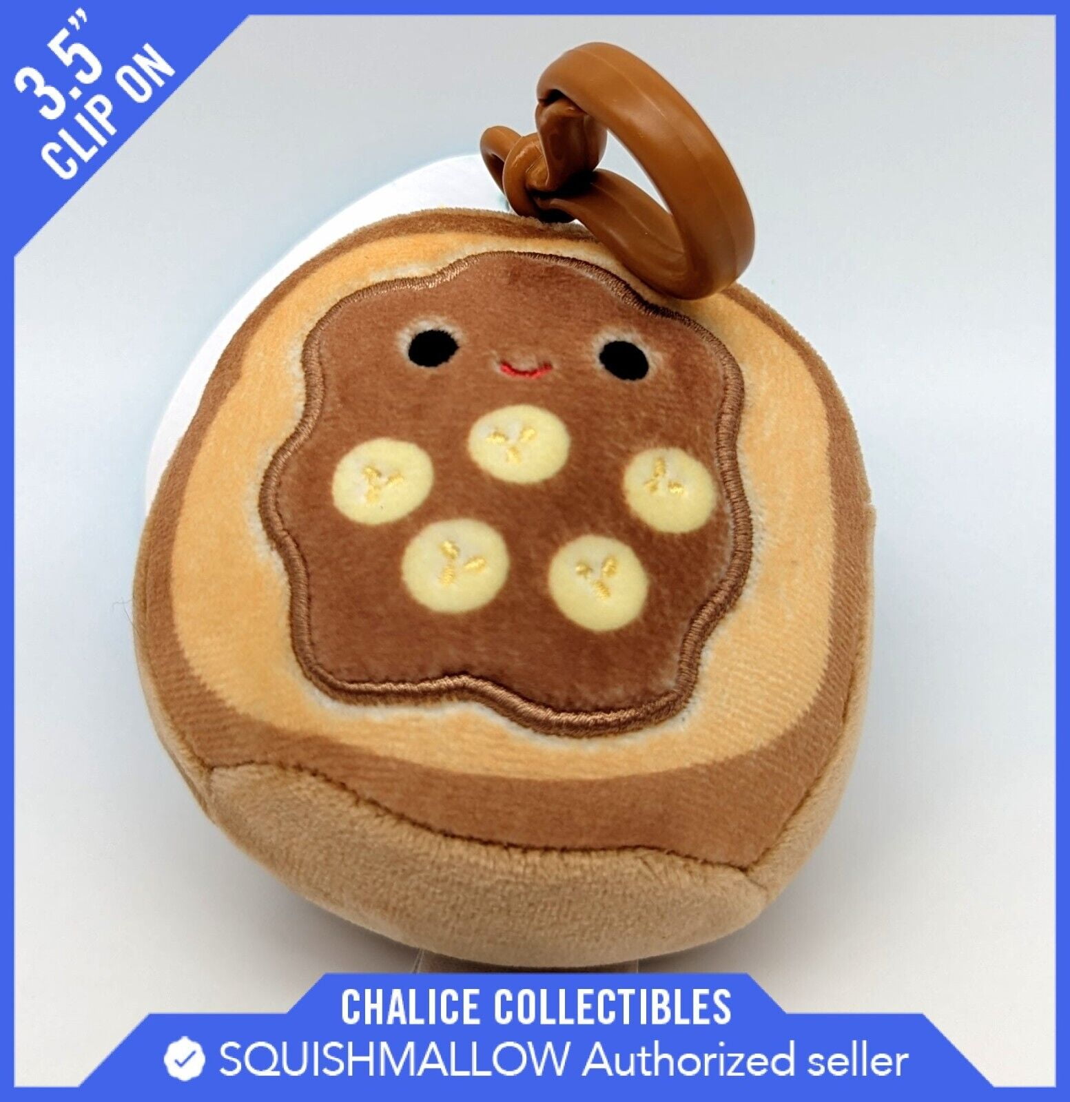 Squishmallow Kellytoy Plush Sp Food Danilo as Toast Clip On Keychain 3.5" NWT - Walmart.com