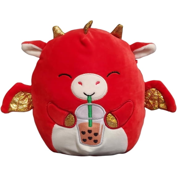 Squishmallow Official Kellytoy Baiden Dragon with Boba Tea 8 Inch ...