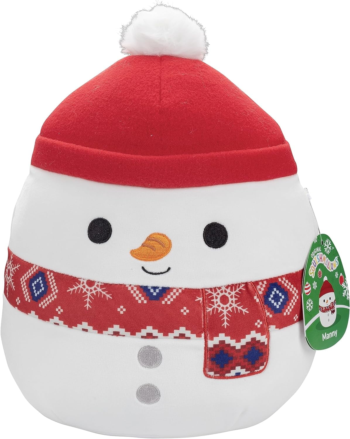 "Squishmallows 10"" Manny The Snowman - Kellytoy Christmas Plush Toy ...