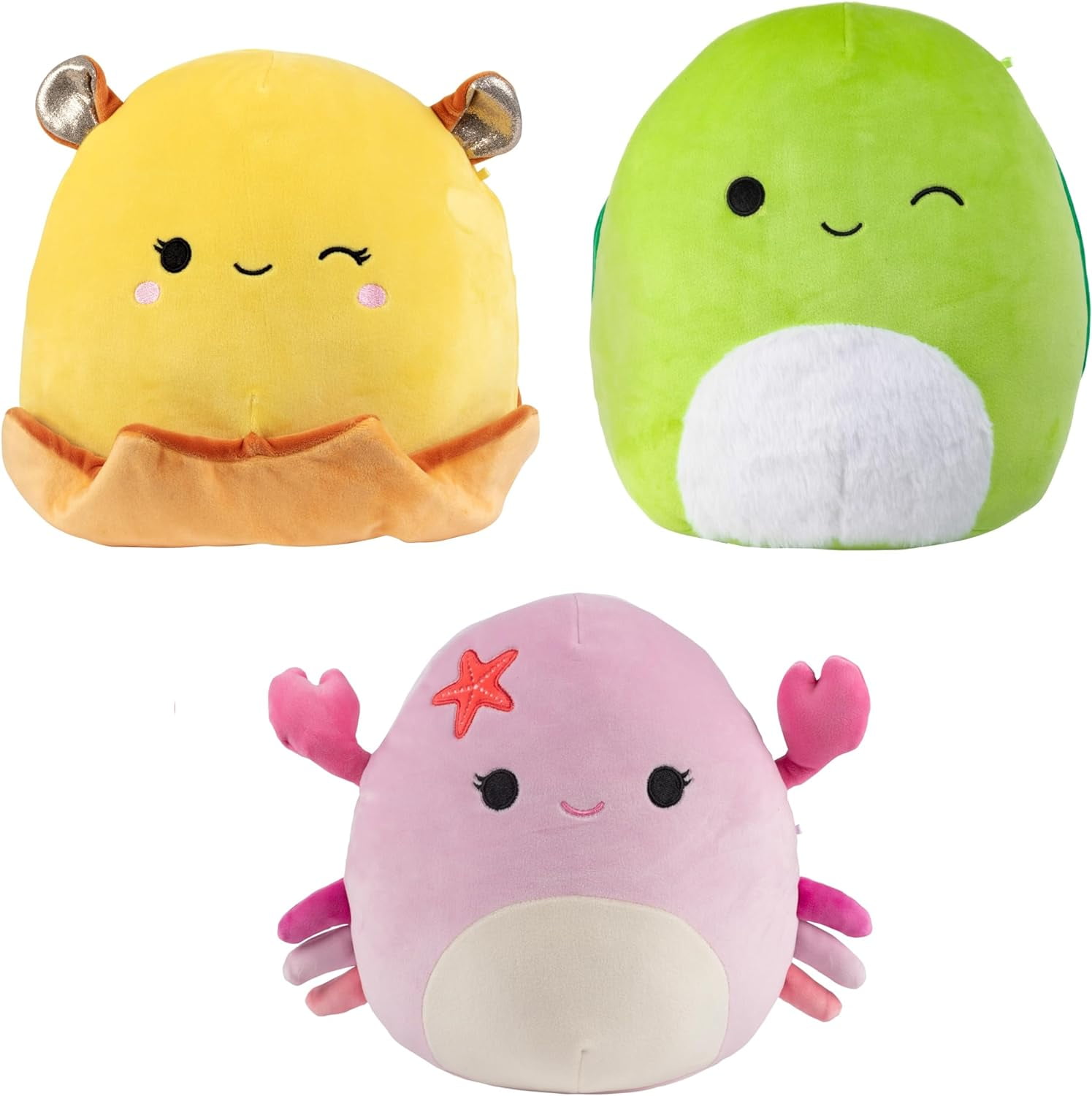Squishmallows 10" Turtle, Crab & Octopus (3-Pack) Sealife Squad Plush ...