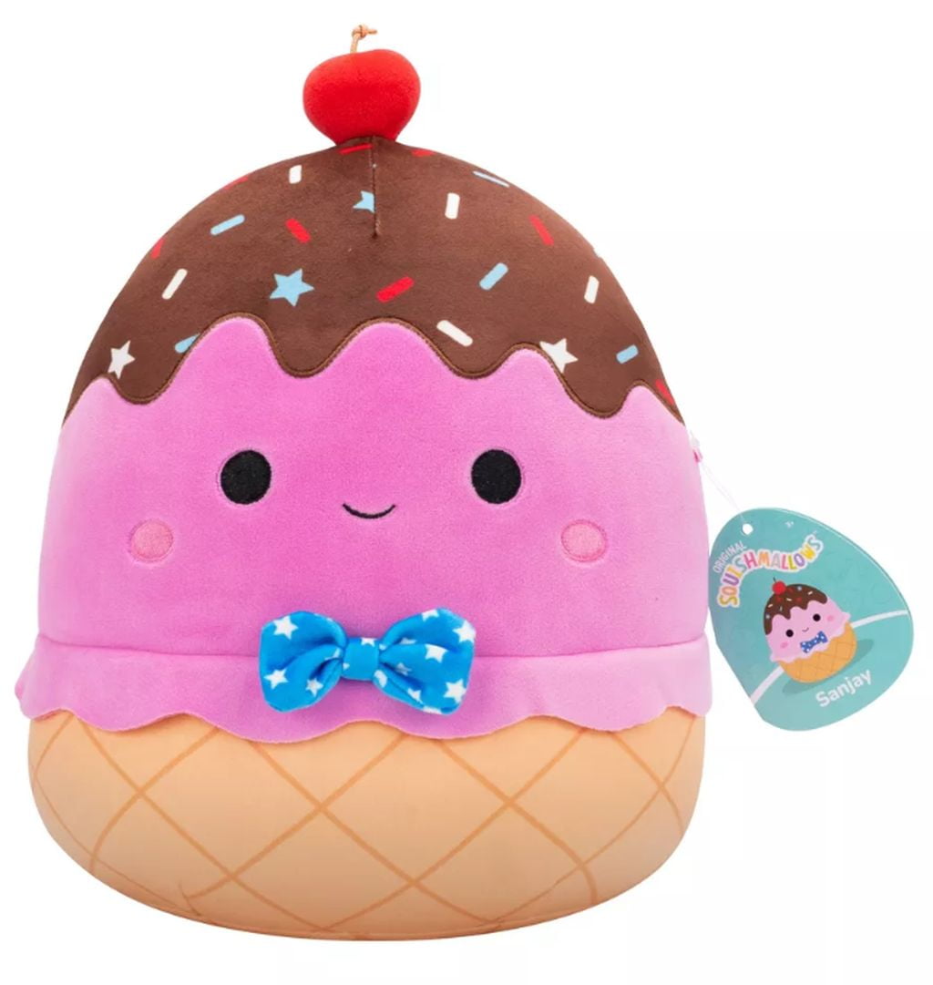Squishmallows 11" Sanjay Pink Ice Cream Sundae With Bowtie Plush Toy ...