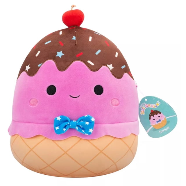 Squishmallows 11" Sanjay Pink Ice Cream Sundae With Bowtie Plush Toy ...