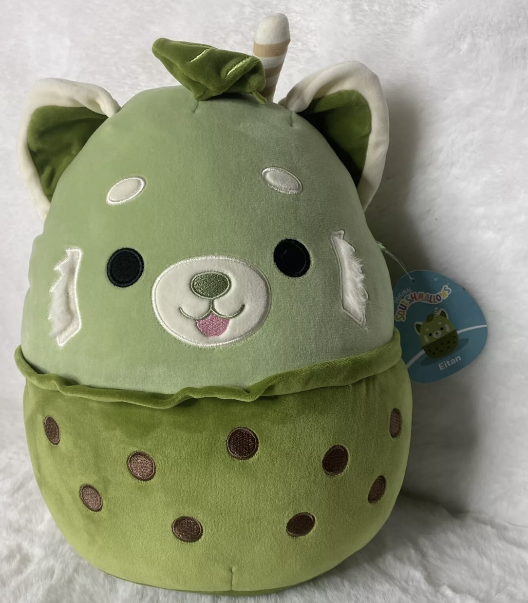 Squishmallows 12" Eitan The Red Panda Matcha Boba Tea Plush - Walmart.com