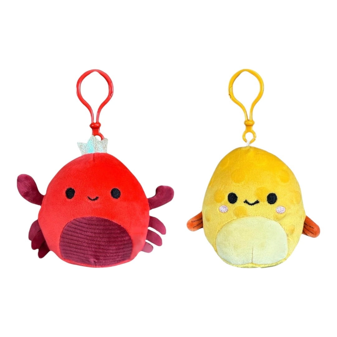 Squishmallows 3.5-Inch Clips Set of 2 - Georgios King Crab and Safa Pufferfish, Sealife Squad ...