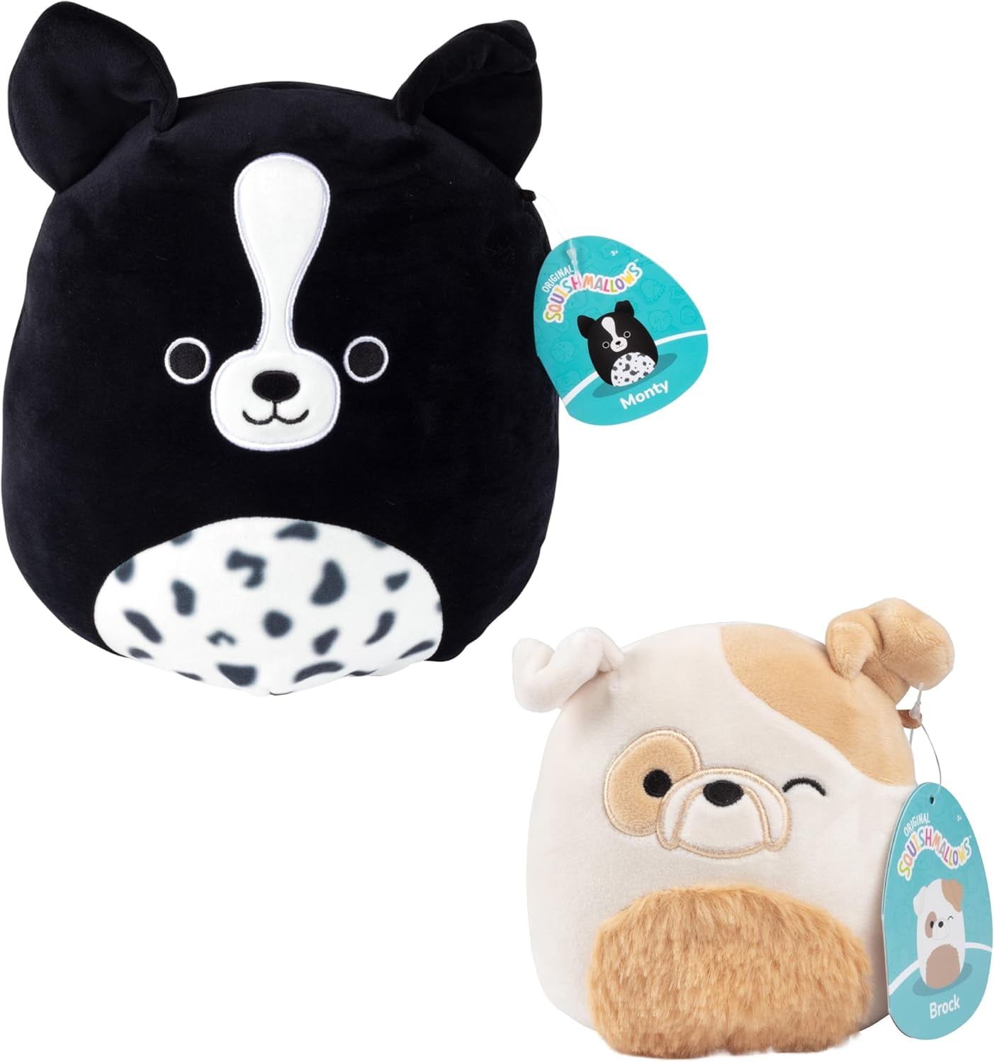 Squishmallows 5" Bull Dog & 10" Border Collie 2-Squish Puppy Dog Value ...